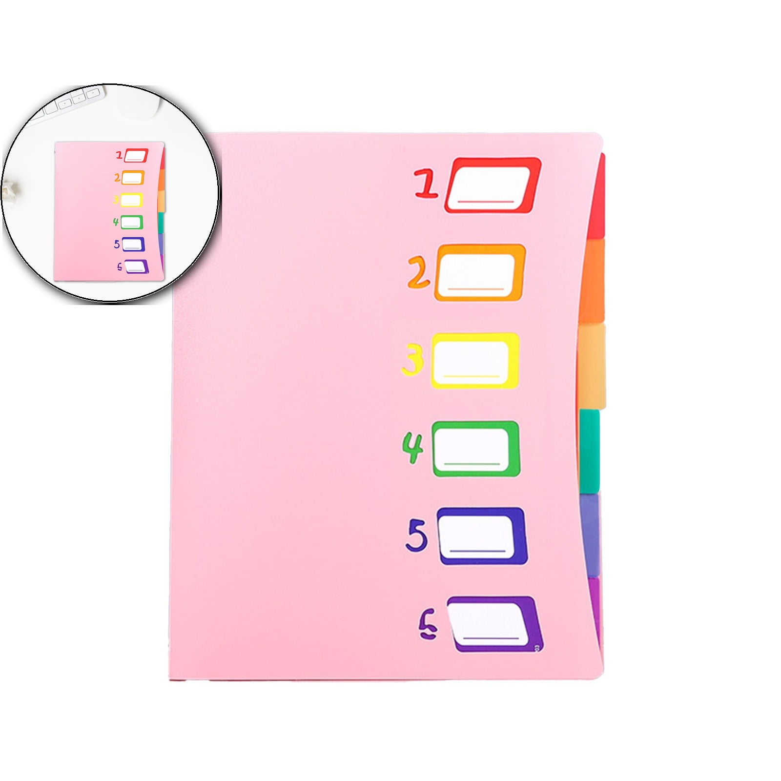 Dvruxg Rainbow Tab Expanding File with Folder Muti Pockets, A4 Letter ...