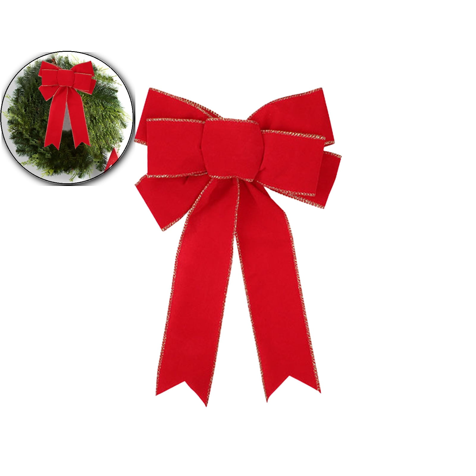 Dvruxg Red Bows Christmas Decorations Big Wired Velvet Bow with Gold ...