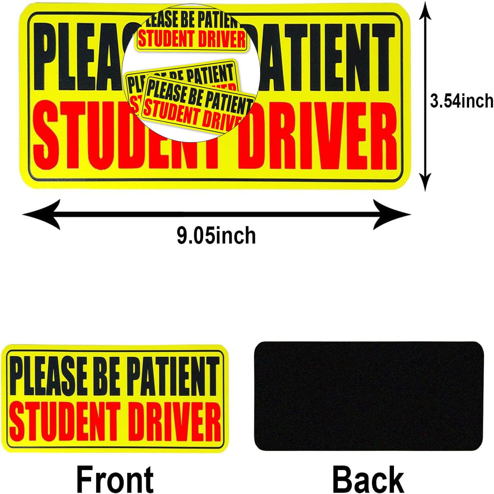 Dvruxg Reflective Magnetic Car Sticker - "Please Be Patient, Student ...