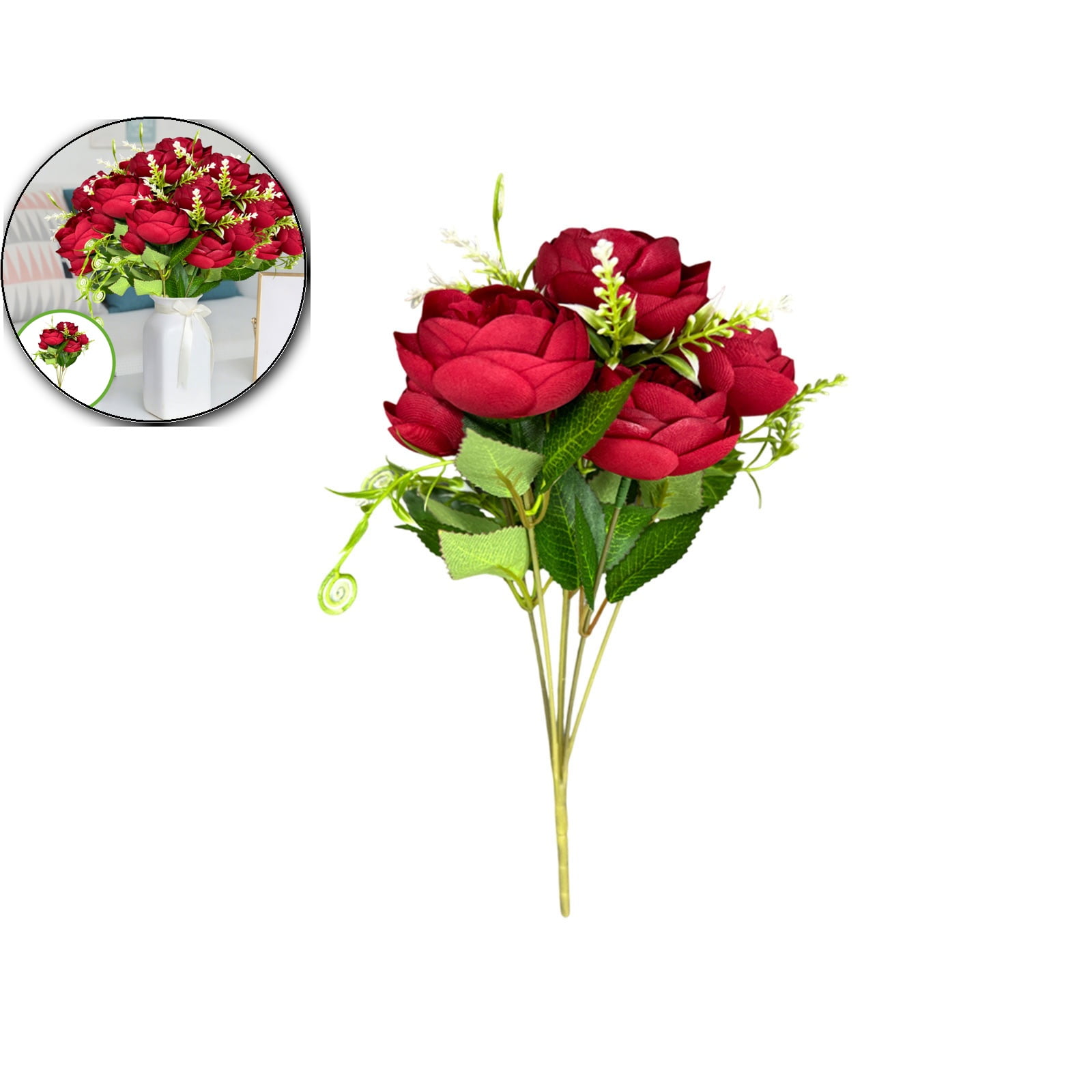 Dvruxg Silk Artificial Peonies Flowers Faux Peony Bouquet Fake Peonies ...