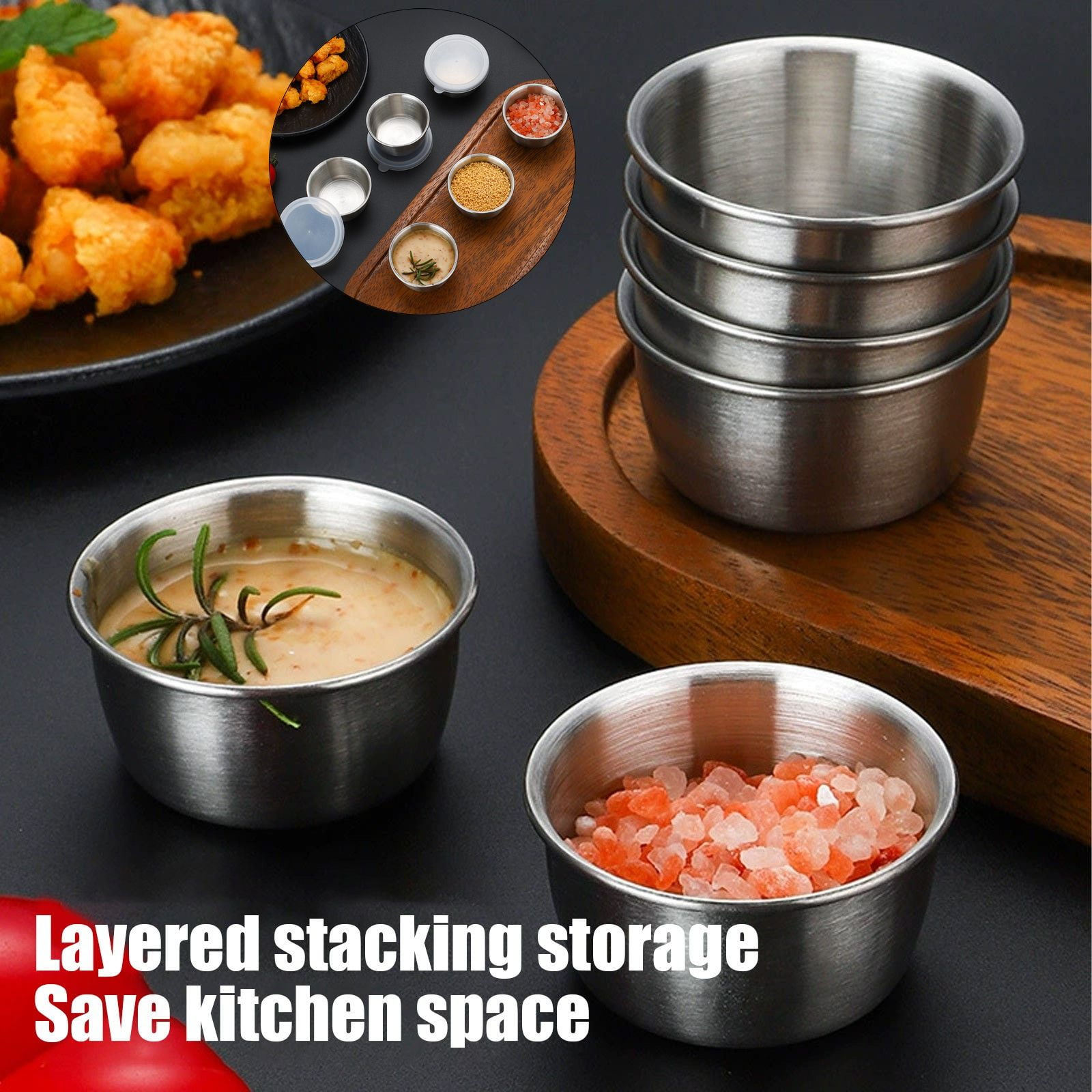 Dvruxg Stainless Steel Dipping Sauce Cup, Mini Dip Bowls, Reusable ...
