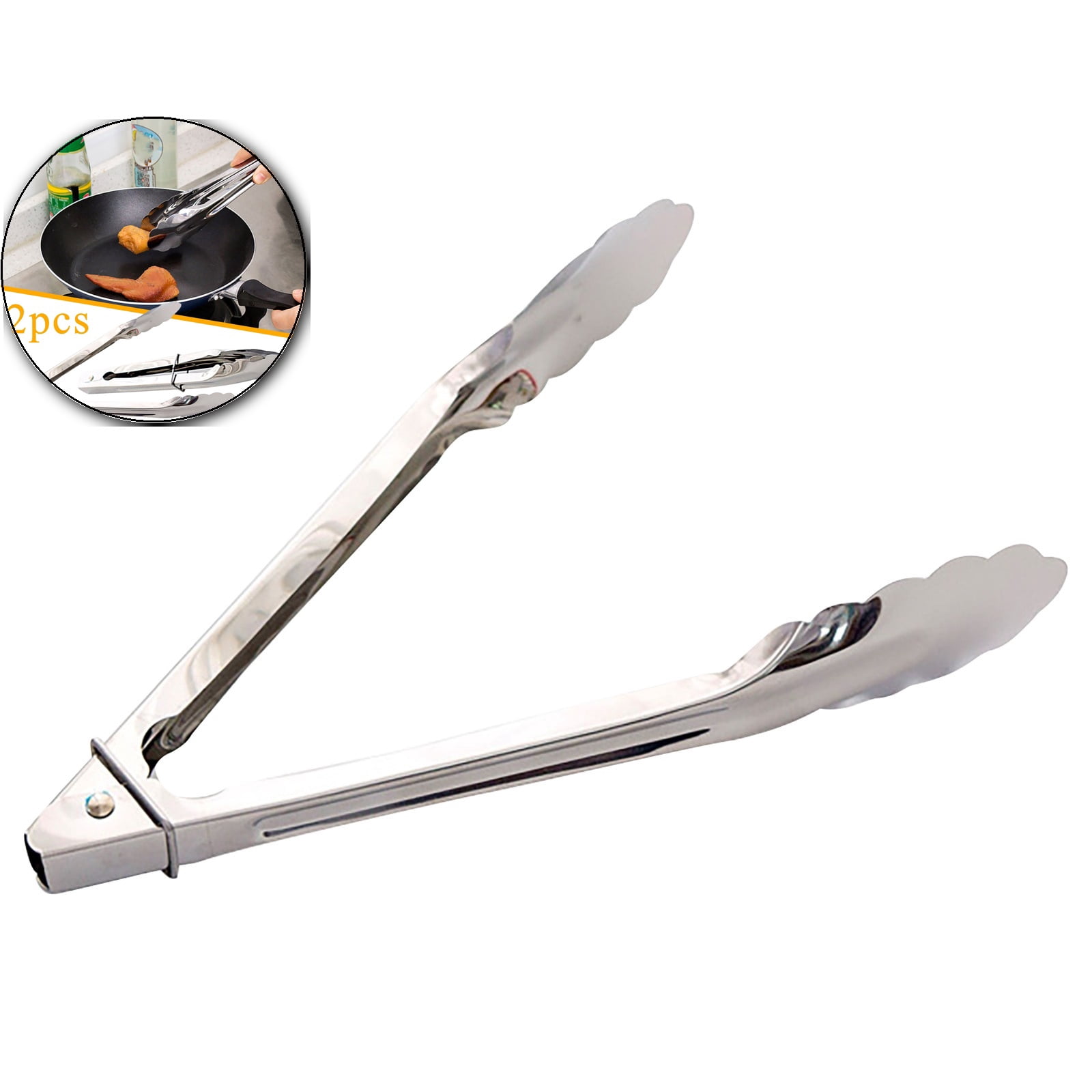 Dvruxg Stainless Steel Utility Tongs Heavy-Duty Scallop Utility Tongs ...