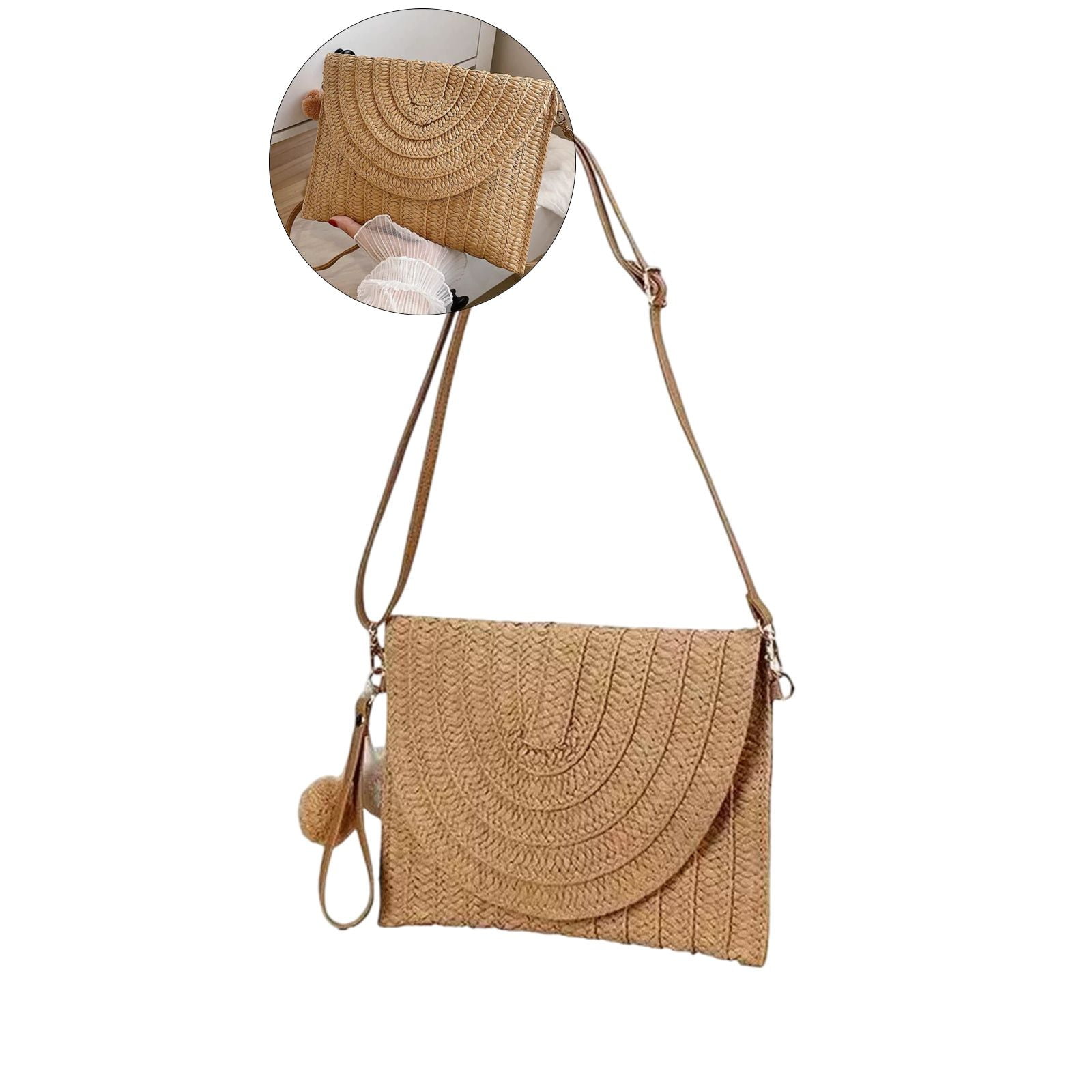 Dvruxg Straw Clutch Bag Woven Purse for Women Shoulder Bag Casual Beach ...