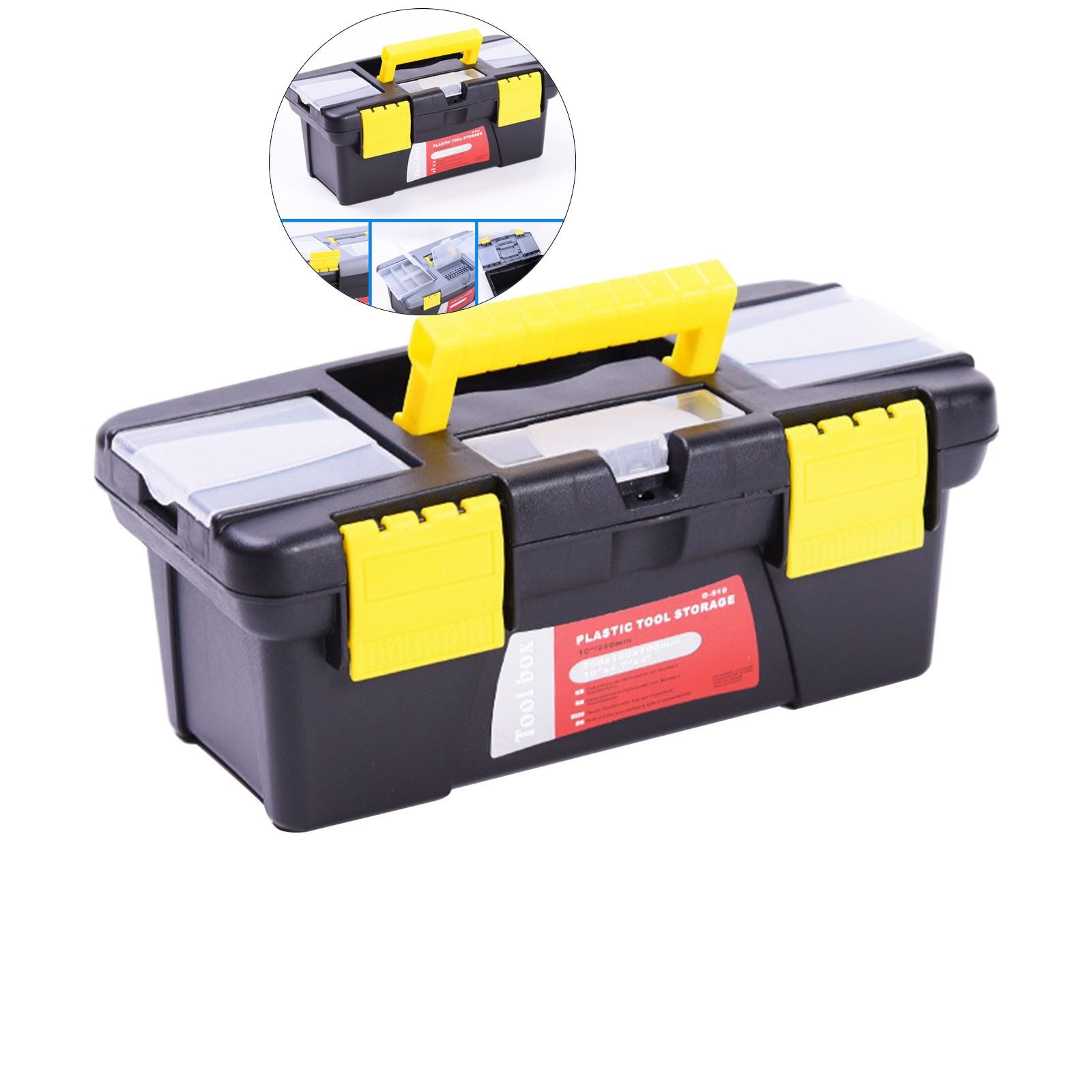 Dvruxg Tool Box Plastic Tool Box with Removable Tool Tray Organizer ...