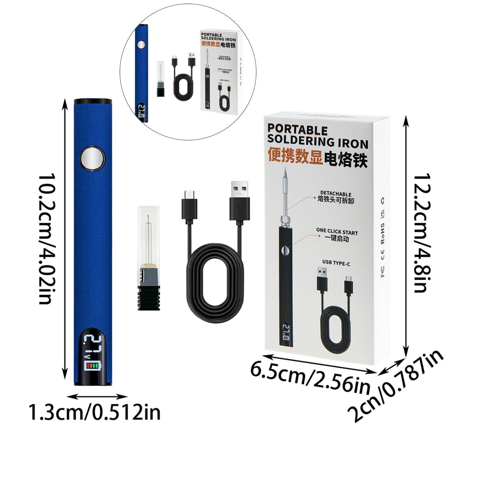 Dvruxg USB Rechargeable Soldering Iron with LED Display & Adjustable ...