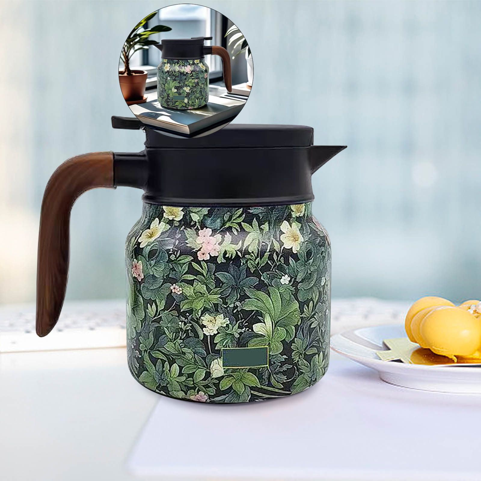 Dvruxg Vintage Floral Pattern Tea Thermos, Thermos Tea Pot, Vintage ...