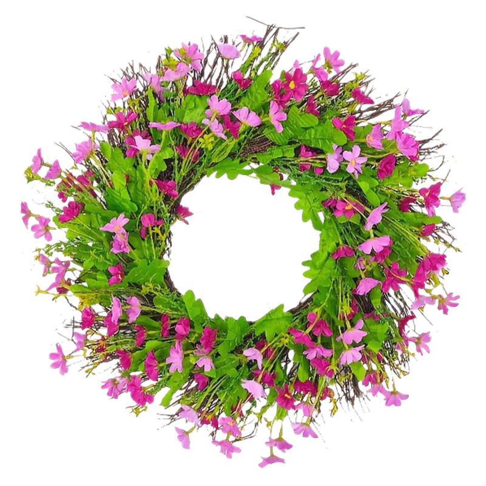 Dvumao 17.7-Inch Artificial Spring Wreath, Flower Wreath with Green ...