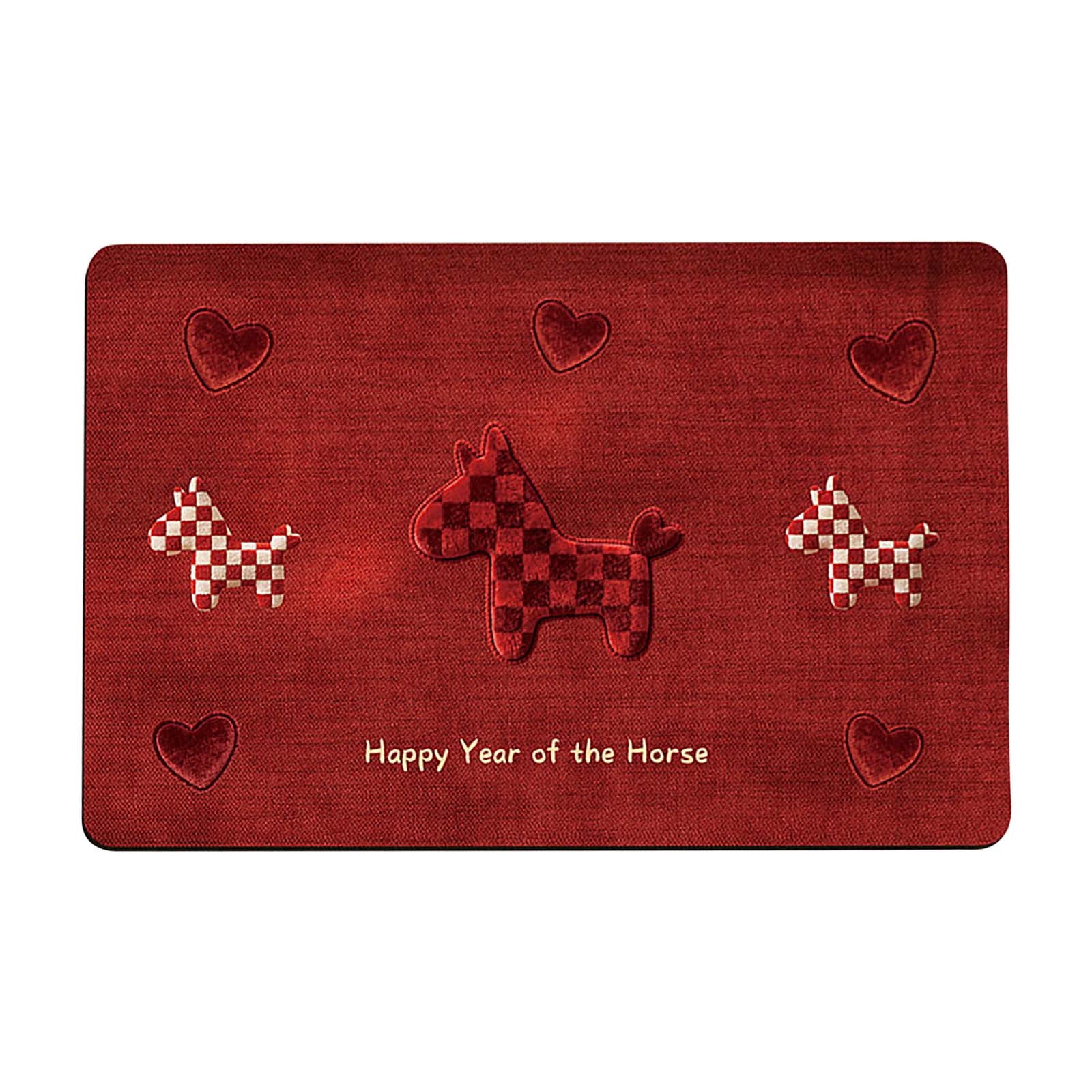 Dvumao Chinese Year Decorations, Red Doormat Festive Horse Entrance Mat ...