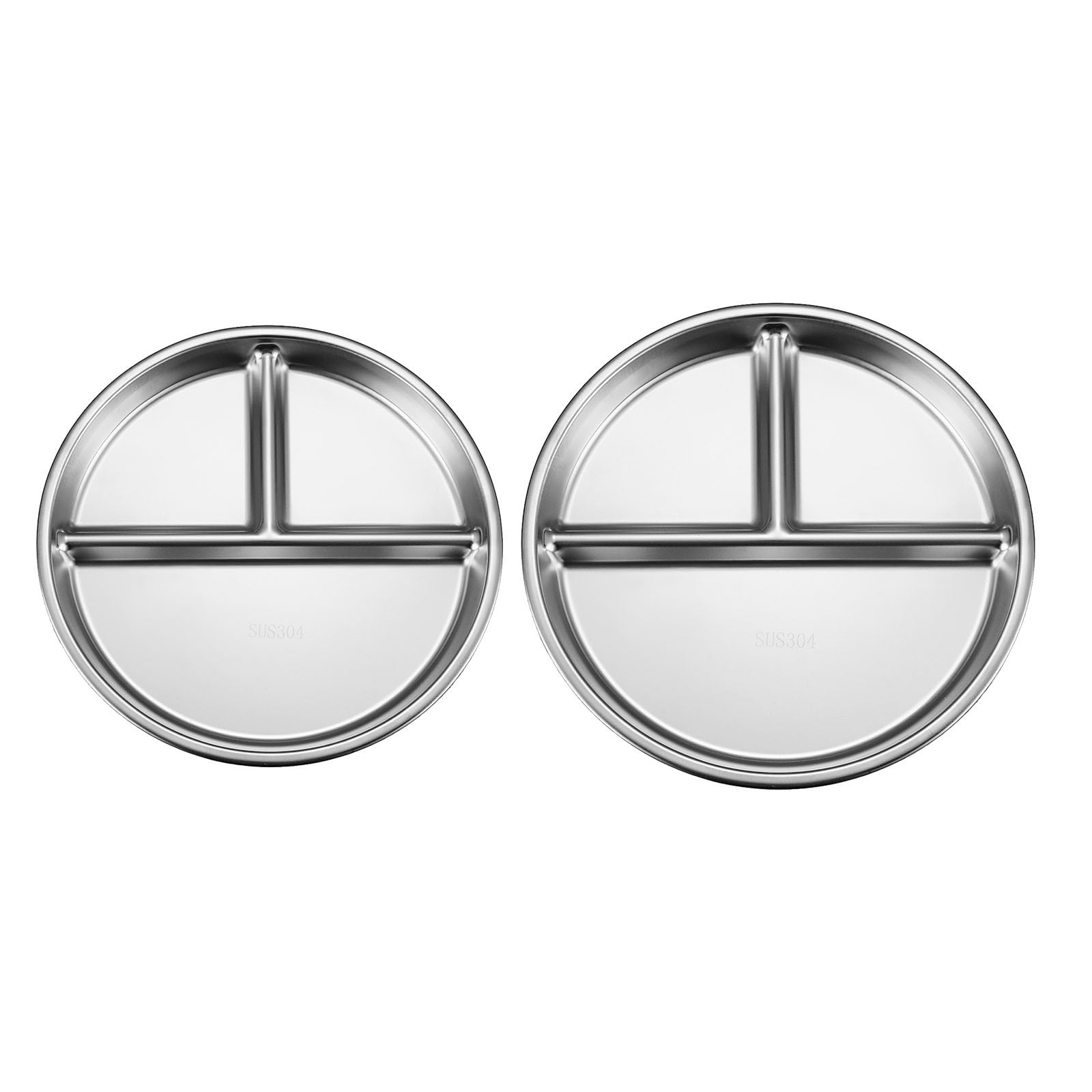 Dvumao Dinnerware, 304 Stainless Steel Partitioned Dinner Plates 20cm ...