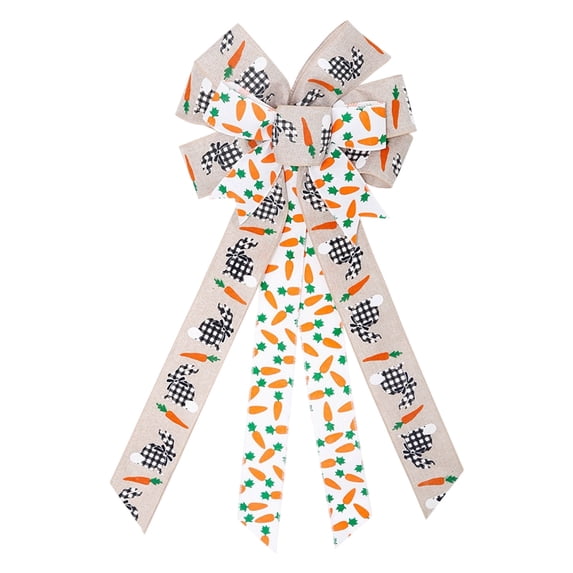 Dvumao Easter Decorations, Easter Decorations Rabbits Carrot Print Bow ...