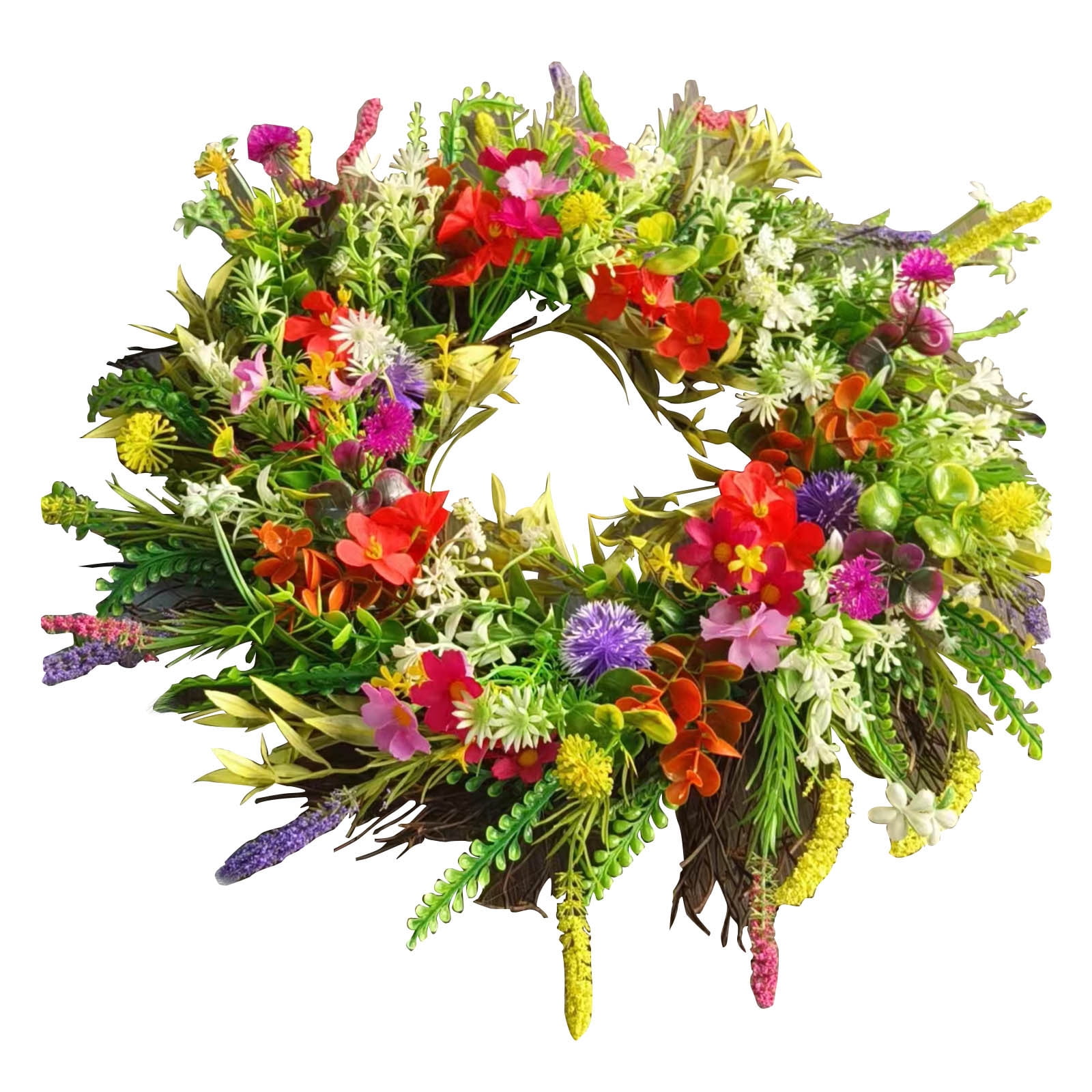 Dvumao Home Decor, Flower Wreath Spring And Summer Flower Wreath Front ...