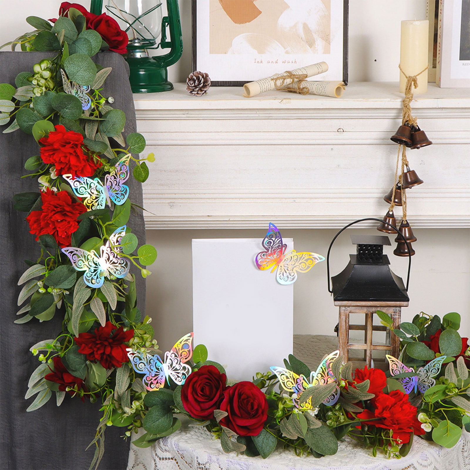 Dvumao Home Decor, Simulation Rose Rattan Fake Flowers Rattan Home ...