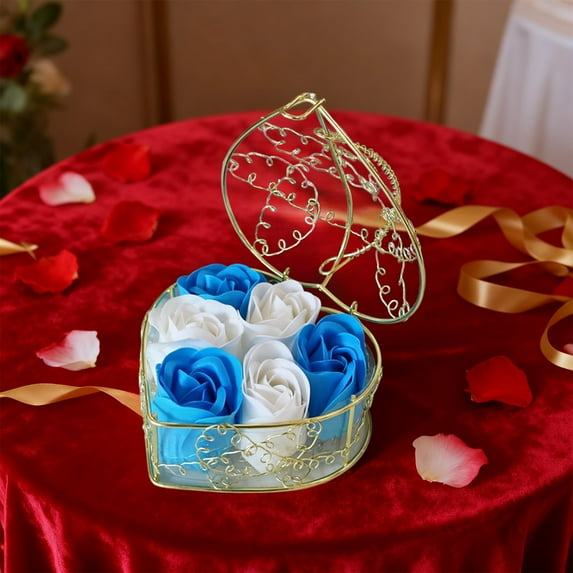 Dvumao Home Decor, Soap Rose Iron Basket Valentines Day Ambiance 6 Soap ...