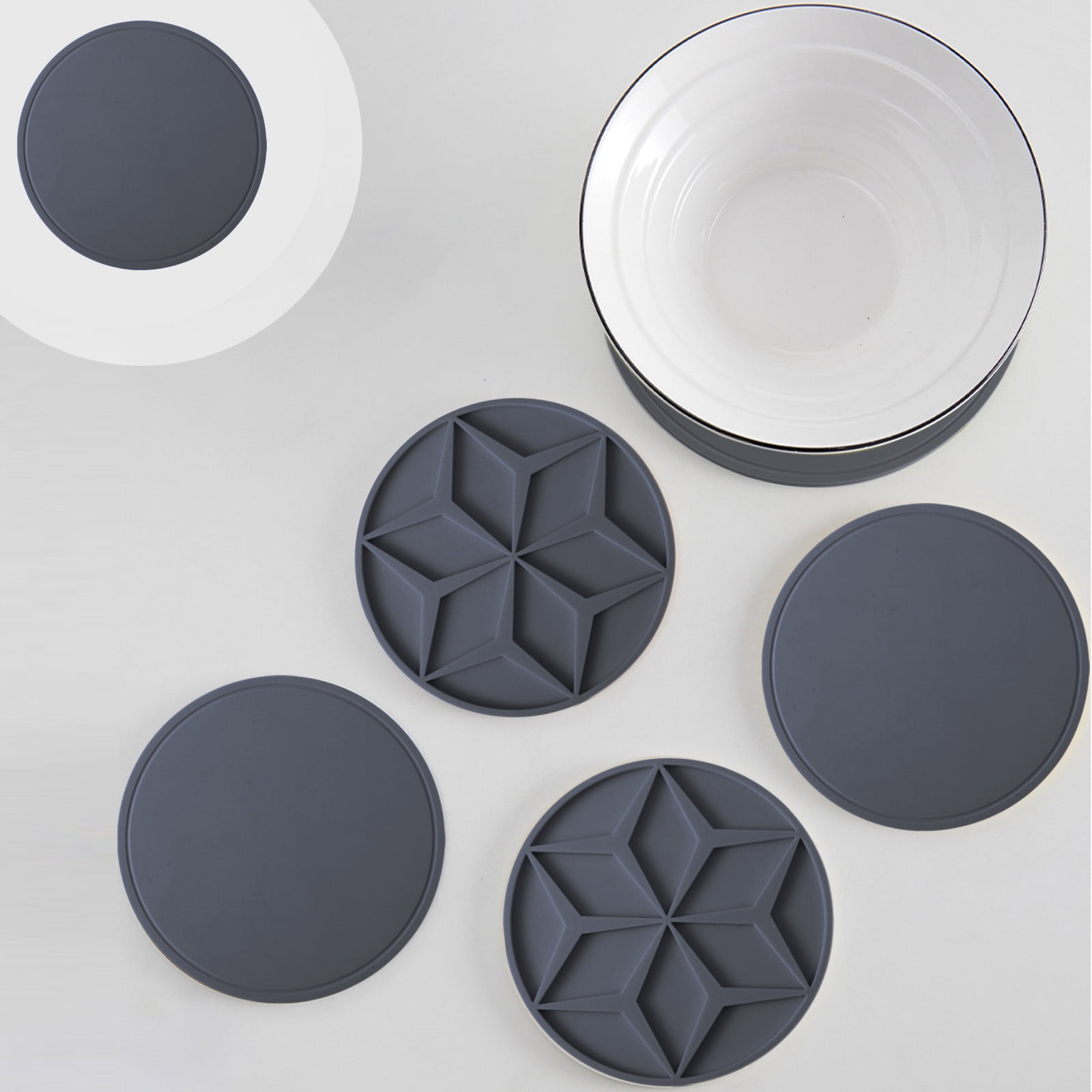 Dvumao Kitchen Accessories, Grade Round Silica Gel Placemat Thick ...