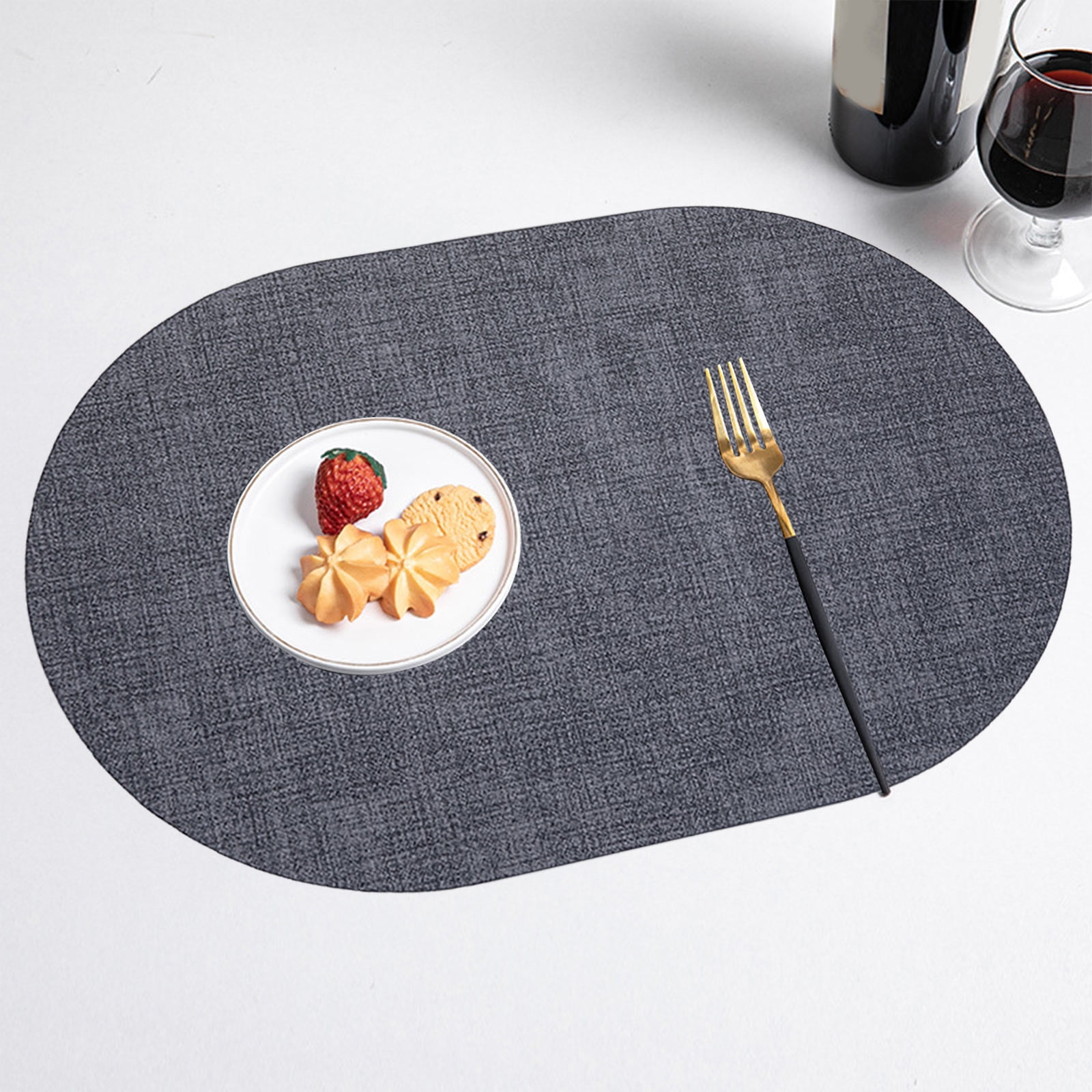 Dvumao Kitchen Gadgets, Oval Cloth Grain Leather Placemats Oil Proof ...