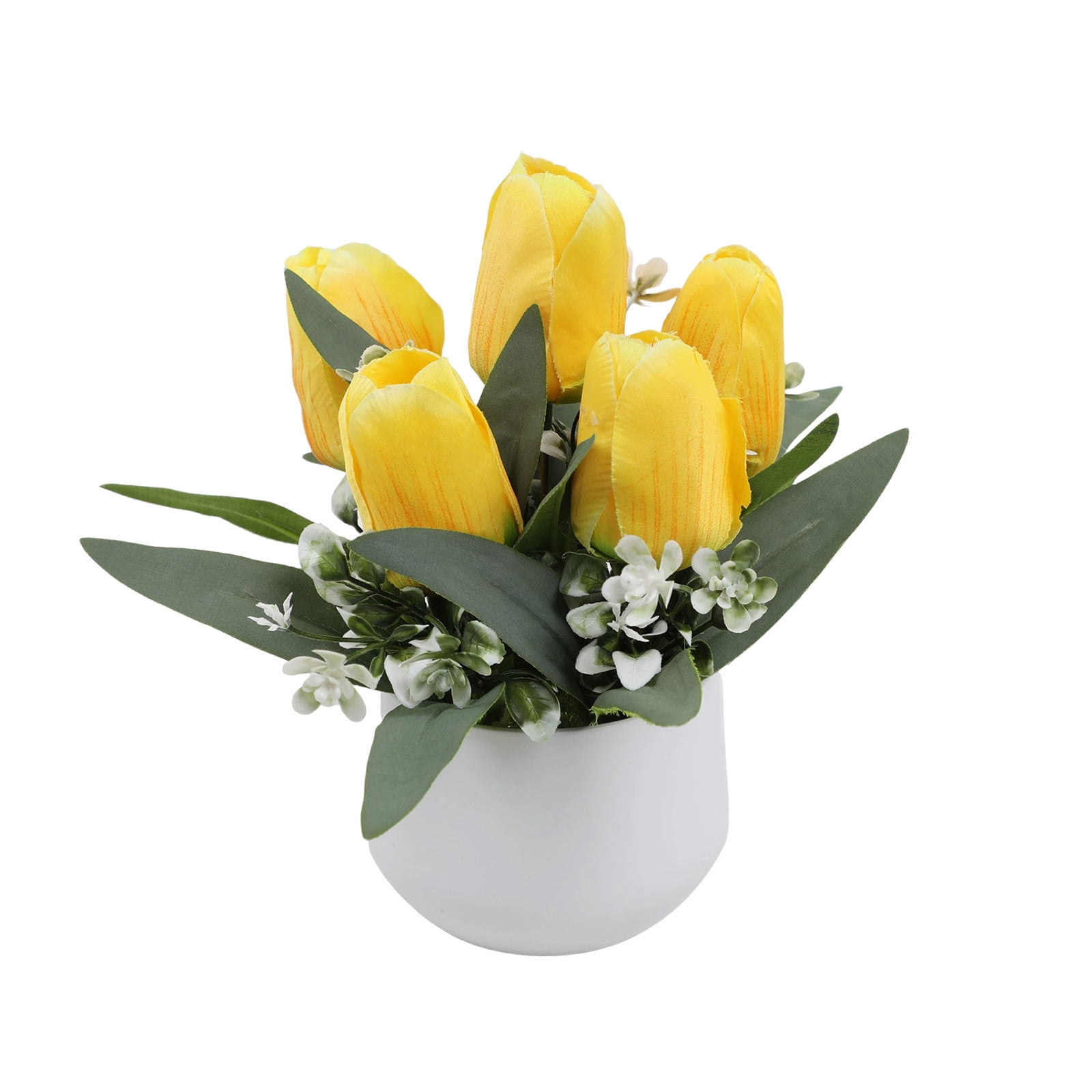 Dvumao Mini Artificial Potted Plants Ornament for Desk, Tulips in Pot ...