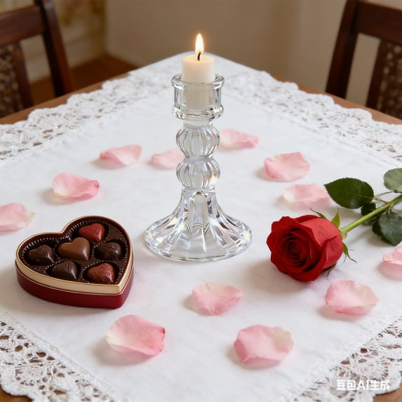 Dvumao Room Decor, Clear Glass Candlestick Crystal Decorative Candle ...