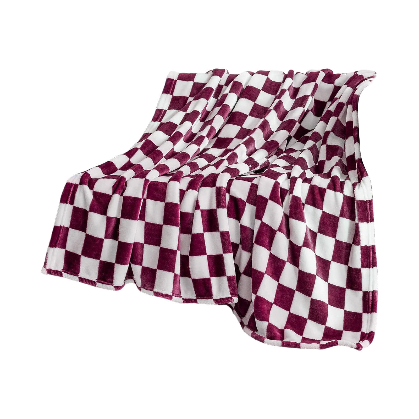 Dvumao Throw Blanket, Checkered Flannel Blanket B-lack And White ...