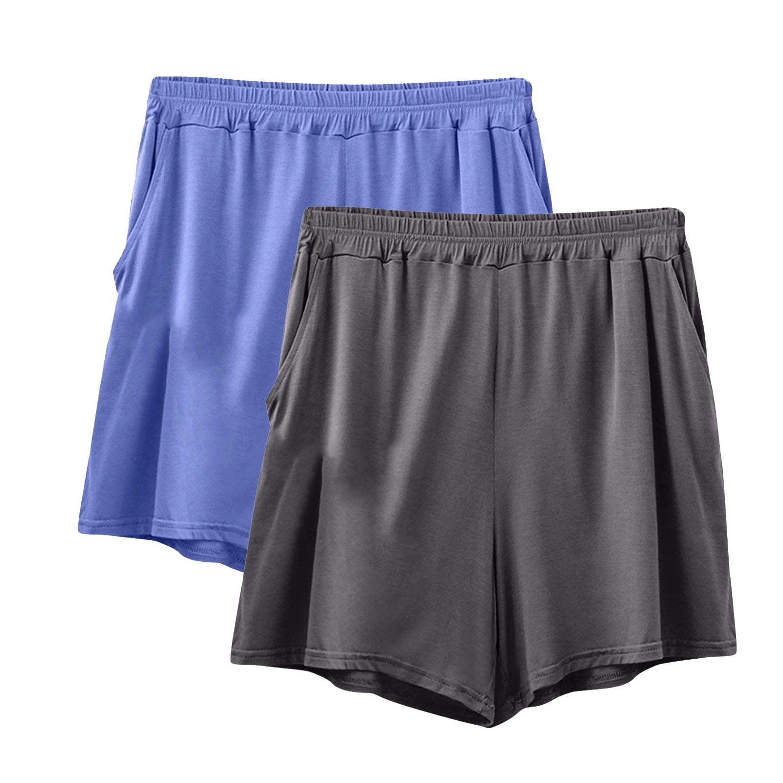 Dwaogom 2PC Women's Soft Sleep Pajama Shorts Elastic Waist Thin Quarter ...