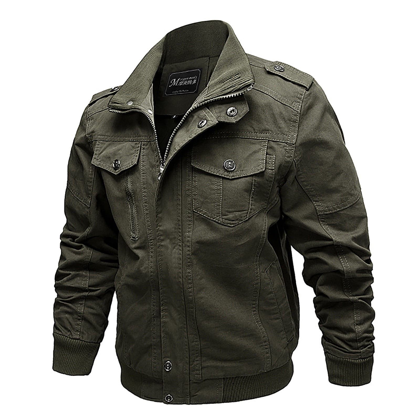 Dwaogom Men's Canvas Cotton Military Casual Field Jacket Outerwear Wind ...