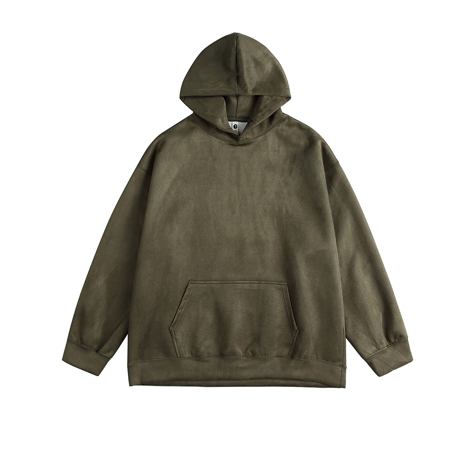 Dwaogom Men's Casual Pullover Hoodie Suede Solid Color Men's Long ...