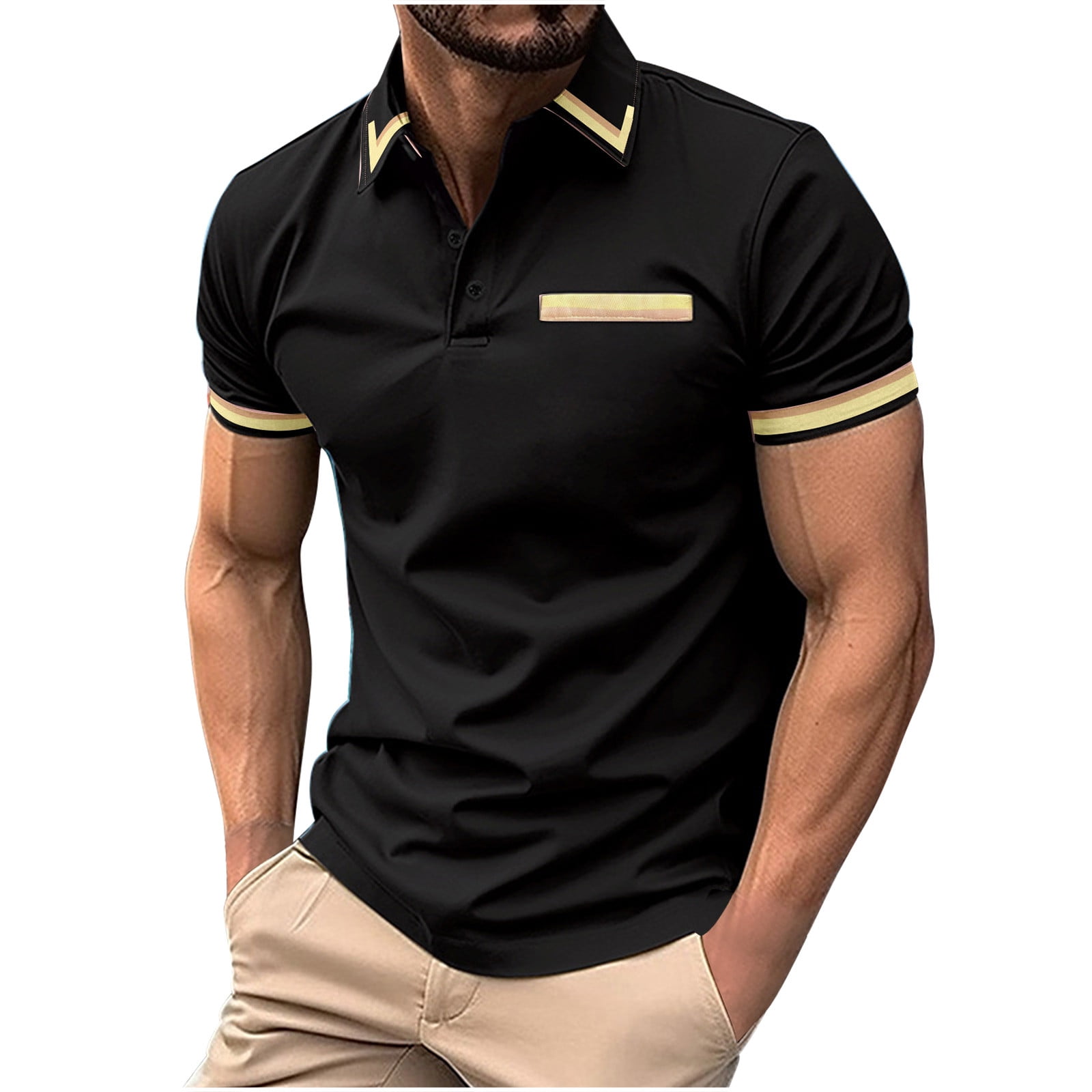 Dwaogom Men's Polo Shirts Short Sleeve Cotton Pique Golf Shirt Casual ...