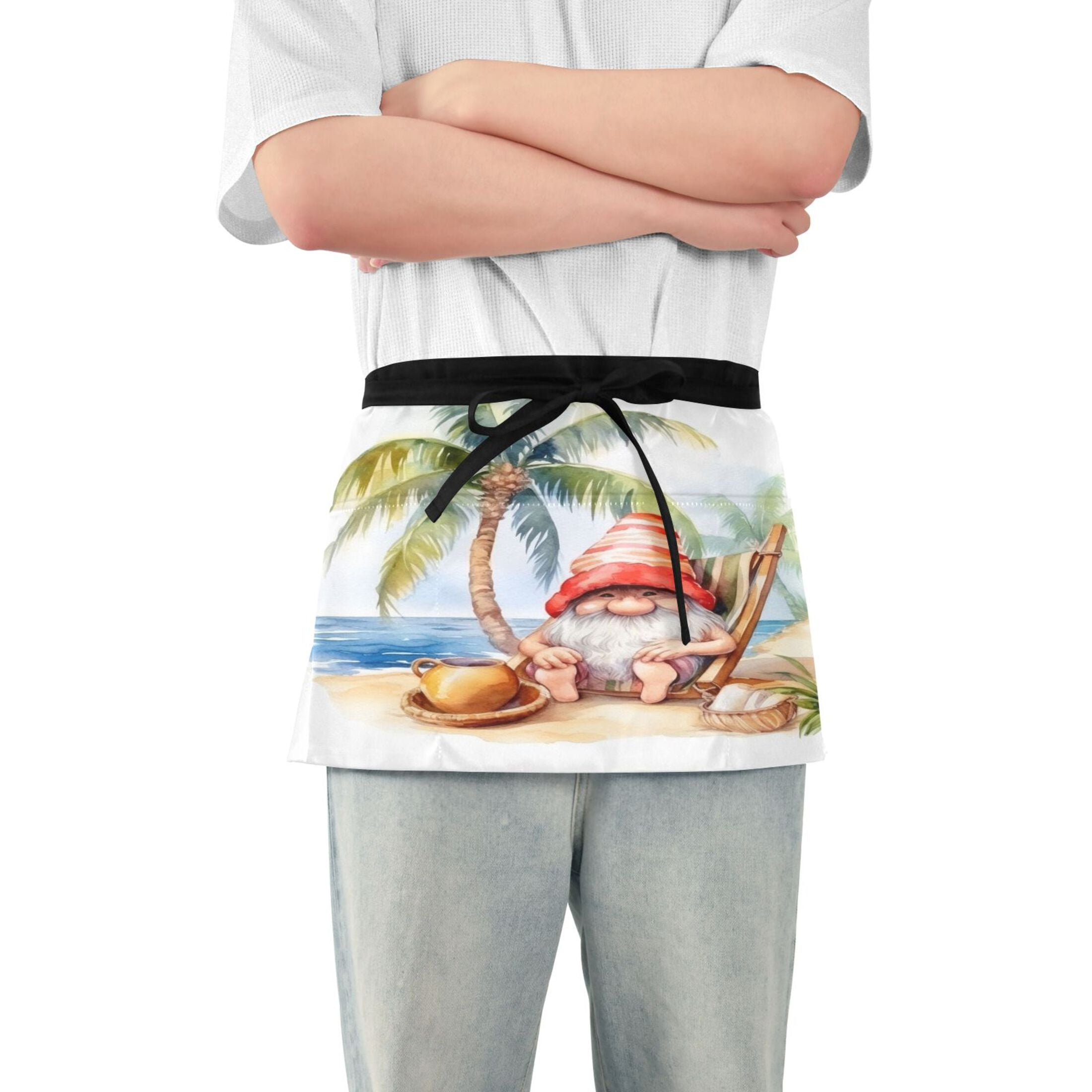Dwarf Beach Tree Cup Server Apron with 3 Pockets Waterproof Waitress ...
