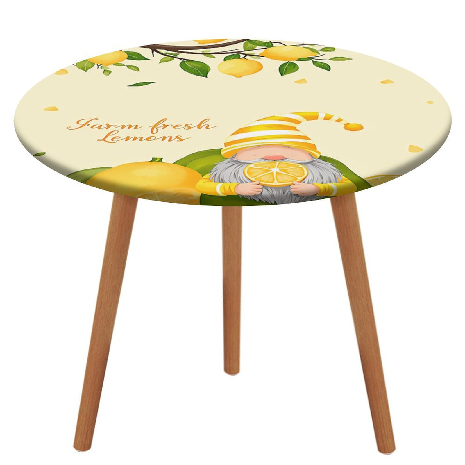 Dwarf Character Lemons with Leaves Tablecloth Round Elastic Fitted ...