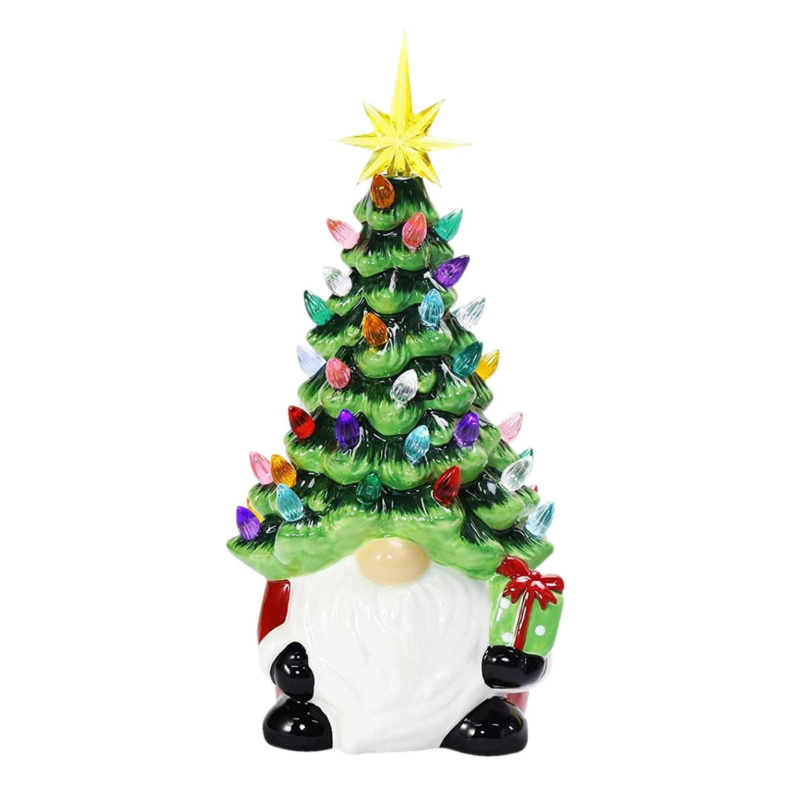 Dwarf Christmas Tree Ornament with Lights - 6.3 Inch Mini Tree with 30 ...