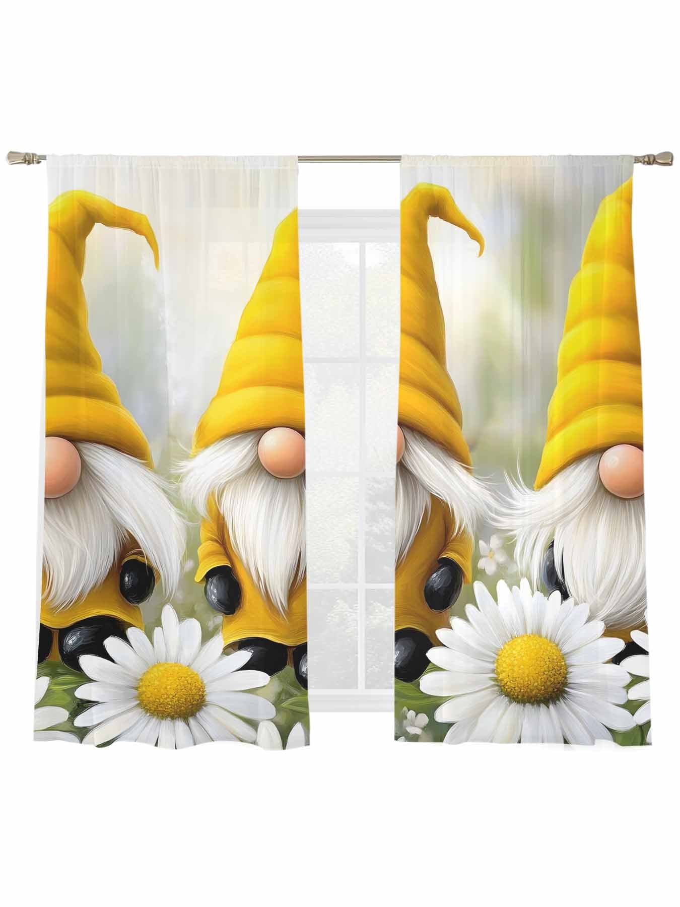 Dwarf Daisy Sheer Curtains 2 Panels Set Summer Flower Spring Sheer ...