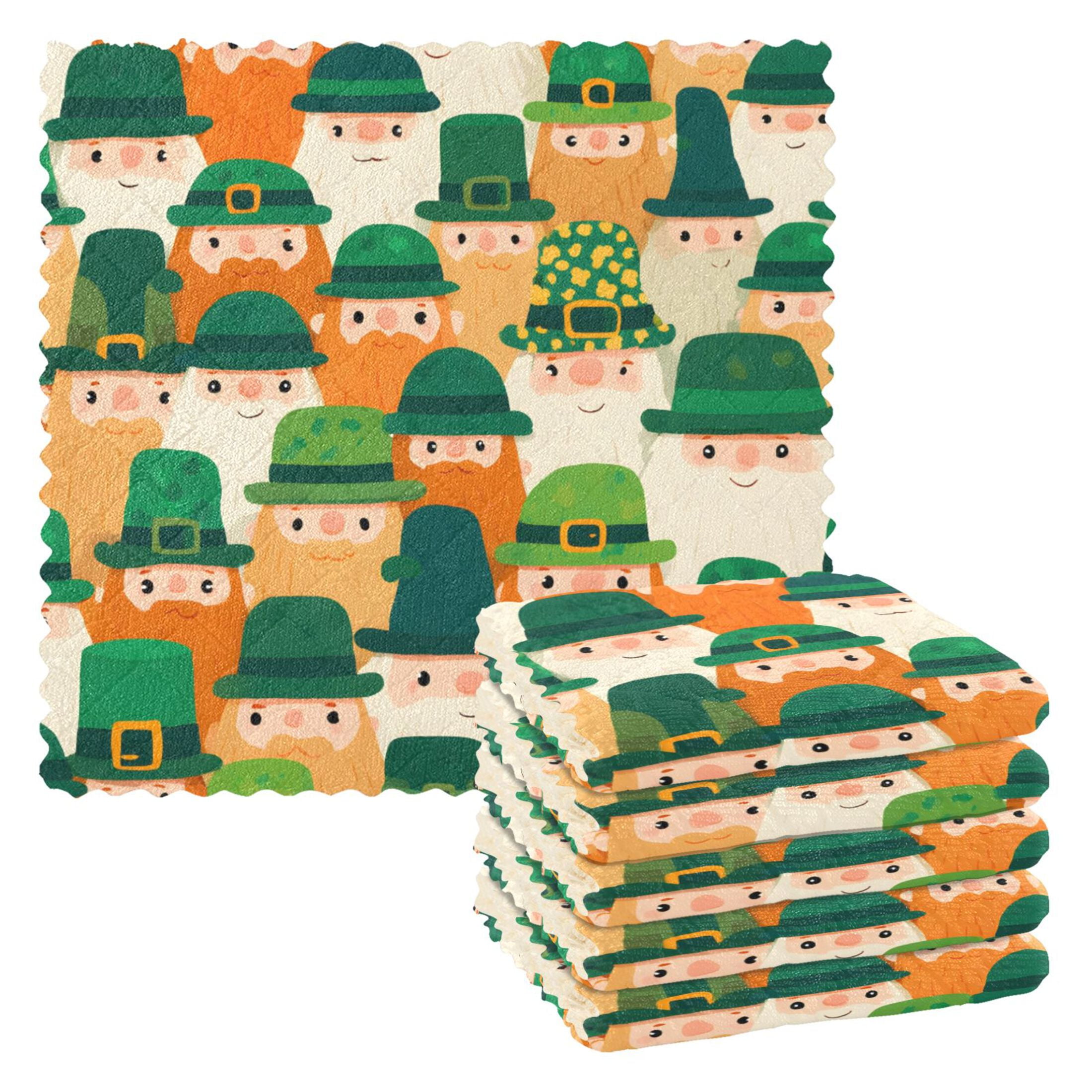 Dwarf Green Hat Pattern Dish Towels 6 Pack Kitchen Cleaning Dish Cloths ...