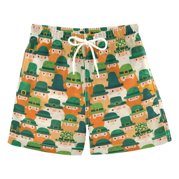 Dwarf Green Hat Pattern Swim Trunks Quick Dry Beach Pool Board Shorts ...