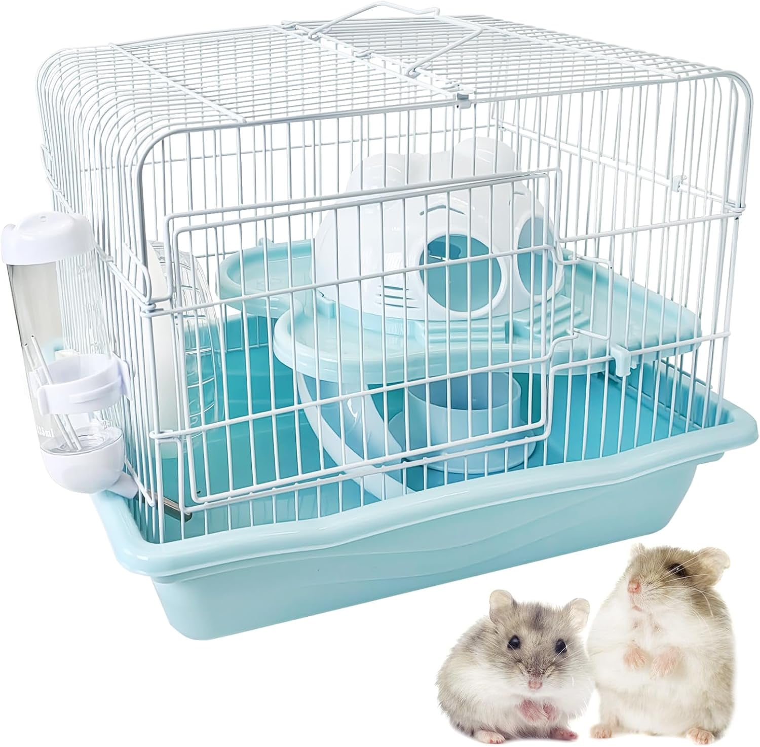 Dwarf Hamster Cage, Small Animal Cages, 2-Tier Travel Portable Mouse ...