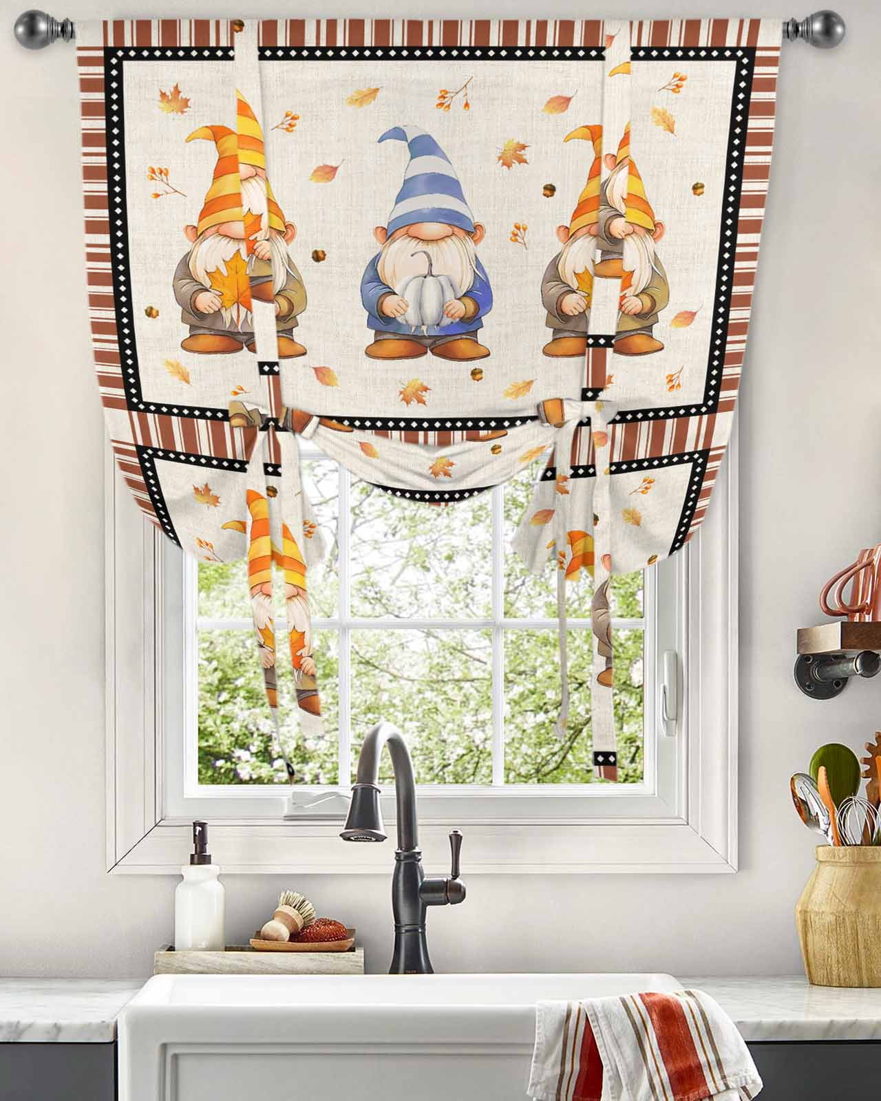 Dwarf Maple Leaf Fruit Window Curtain for Living Room Kitchen Tie-up ...