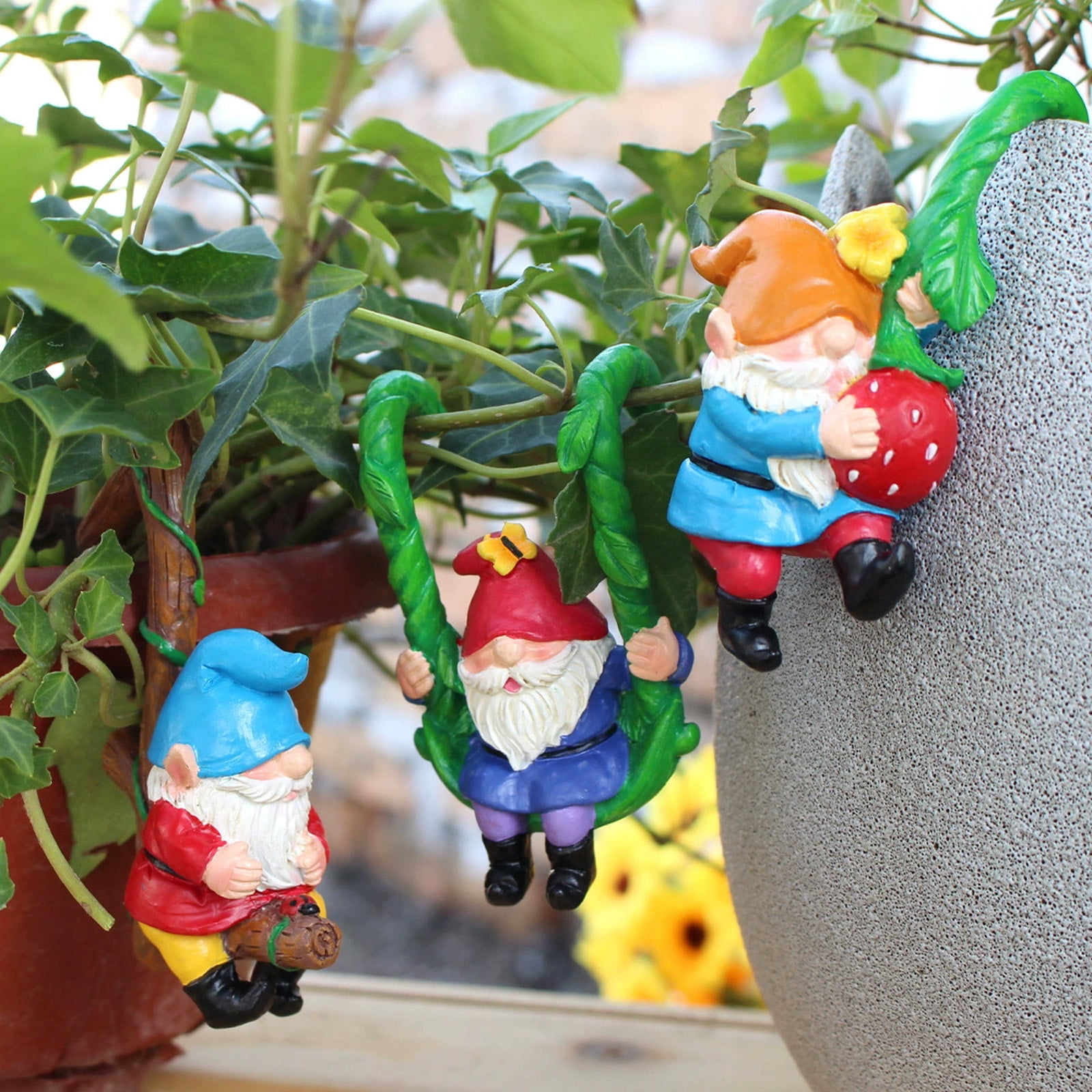 Dwarf Music Pendant Flower Pot, Garden & Balcony Wall Decoration, 3 ...