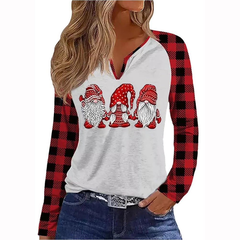 Dwarf Print Tops for Womens Long Sleeve T Shirt Casual V Neck Loose ...