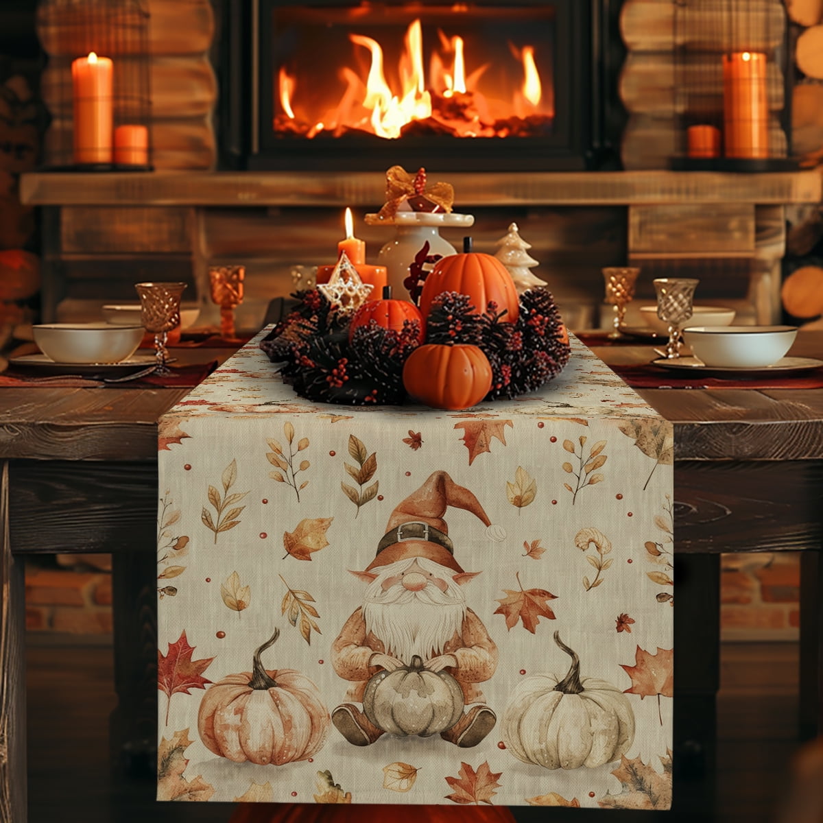 Dwarf Pumpkin Table Runner Dresser r for Kitchen Holiday Party Table ...