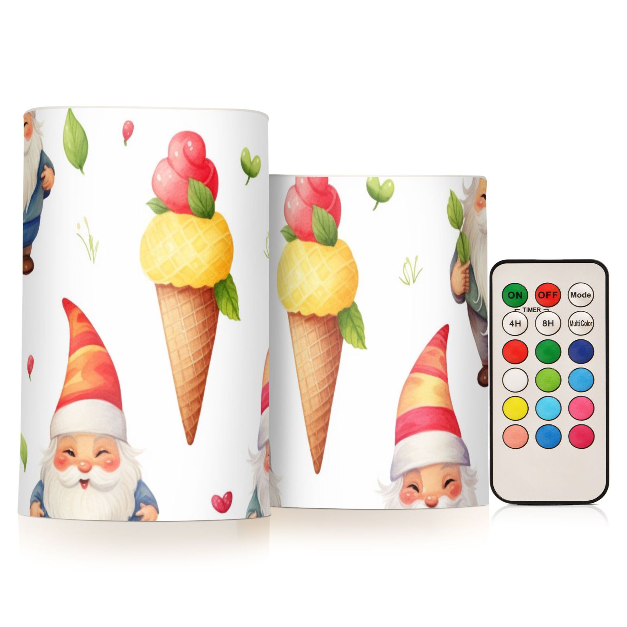 Dwarf and Ice Cream Flameless Candles with Remote Timer LED Battery ...