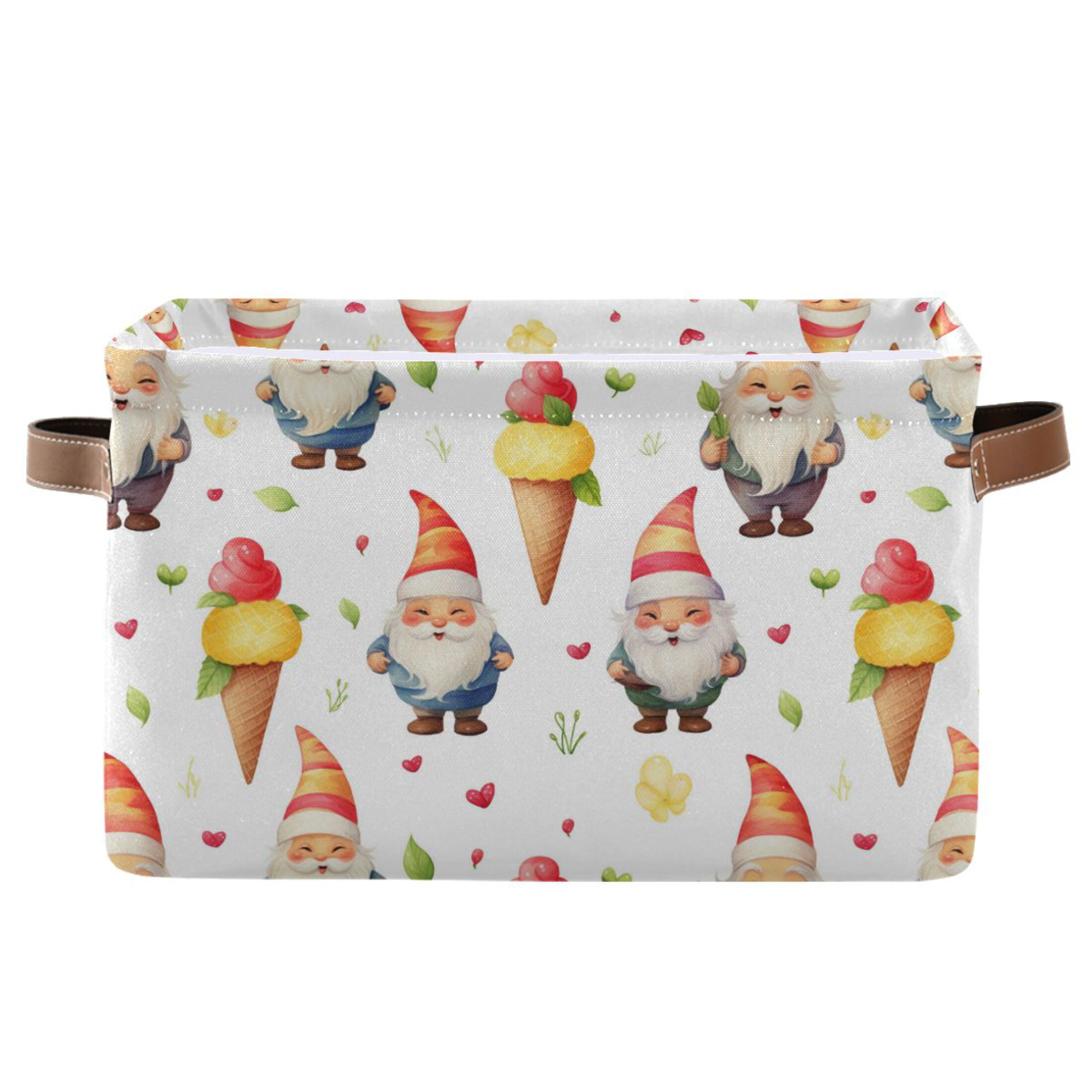 Dwarf and Ice Cream Storage Bins with Handle Fabric Organizer Basket ...