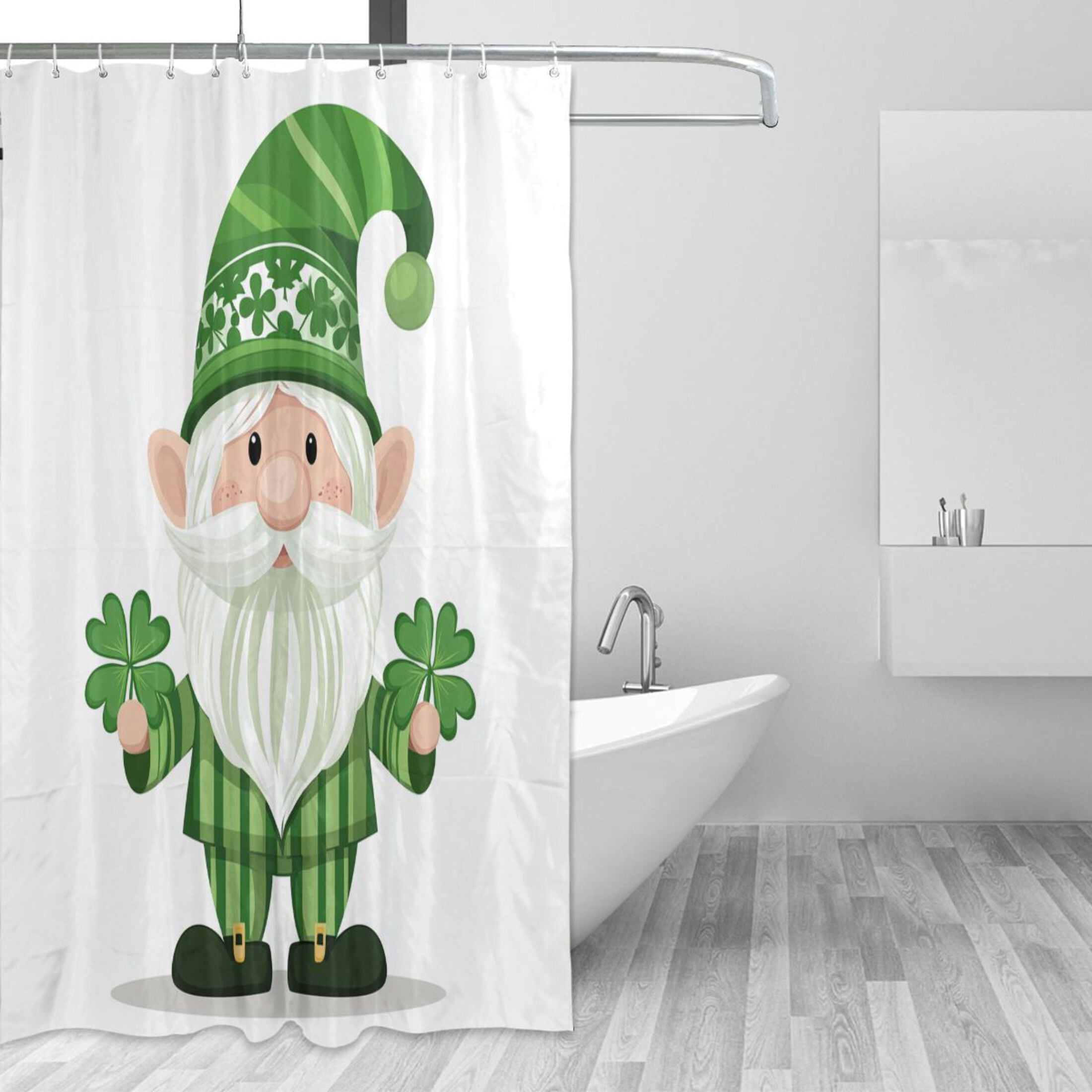 Dwarf with Clover St Patricks Day Shower Curtains with 12 Hooks ...