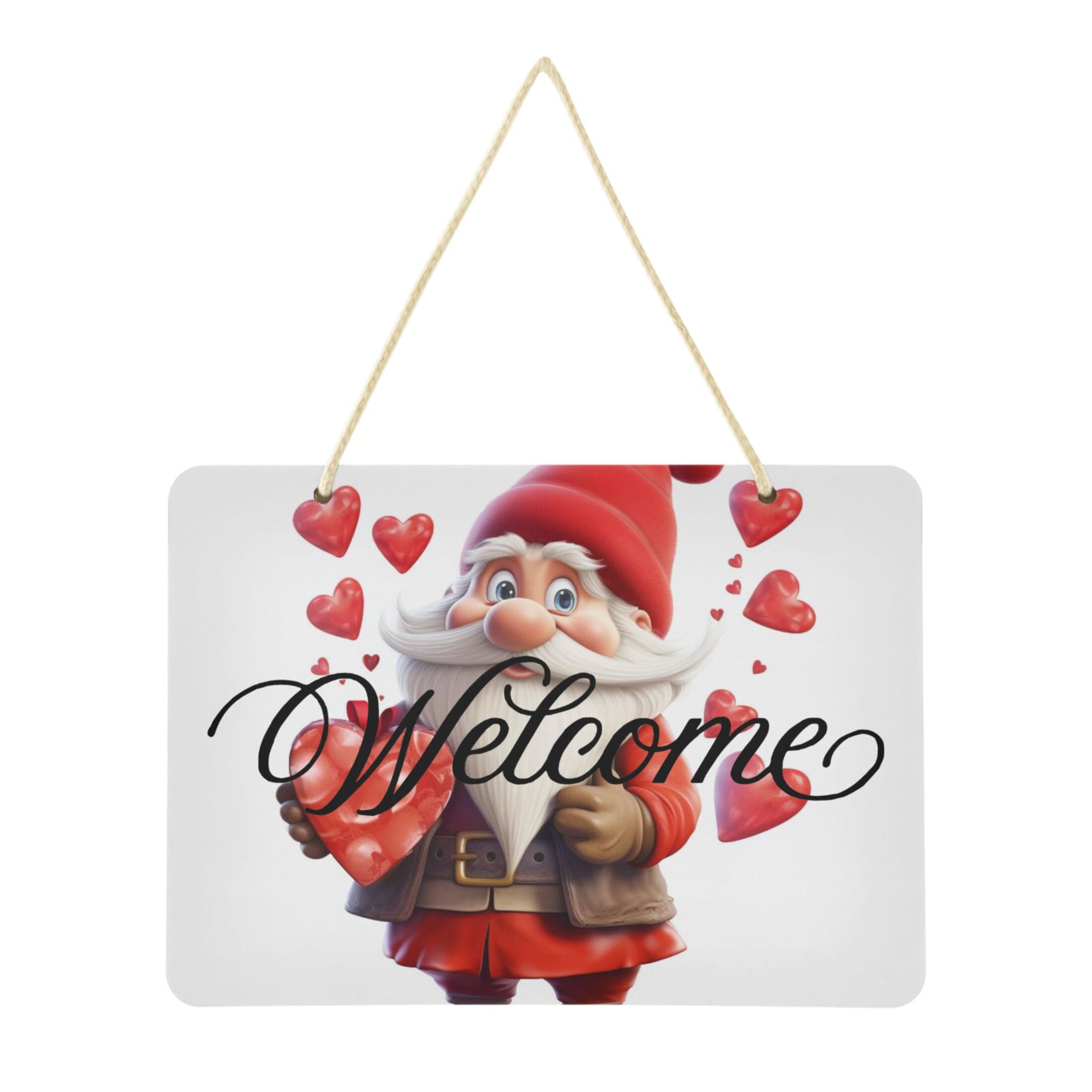 Dwarf with Heart Welcome Sign Front Door PVC 14x10 inch Hanger Hello ...