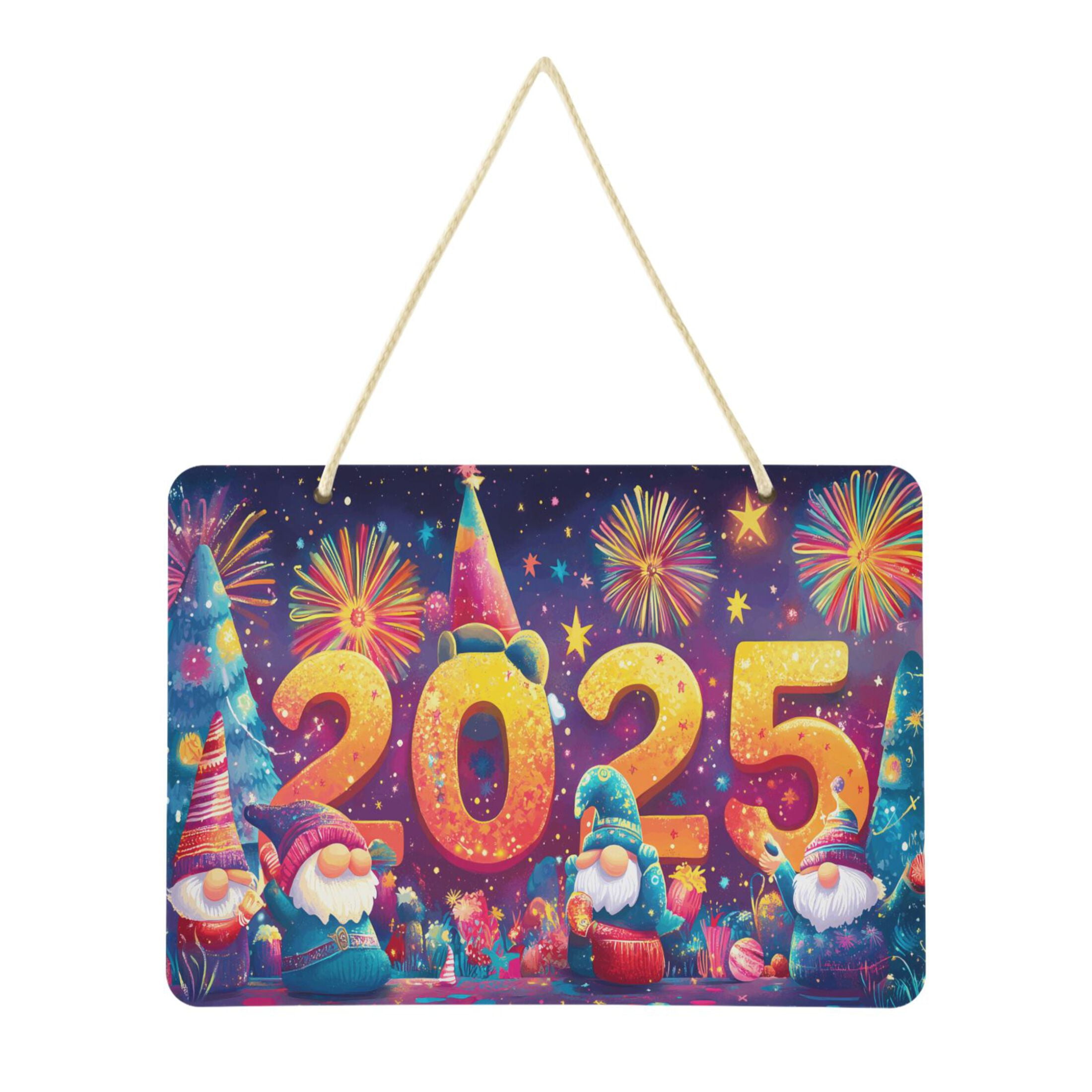 Dwarfs Celebrate 2025 New Year Welcome Sign Front Door PVC 14x10 inch ...
