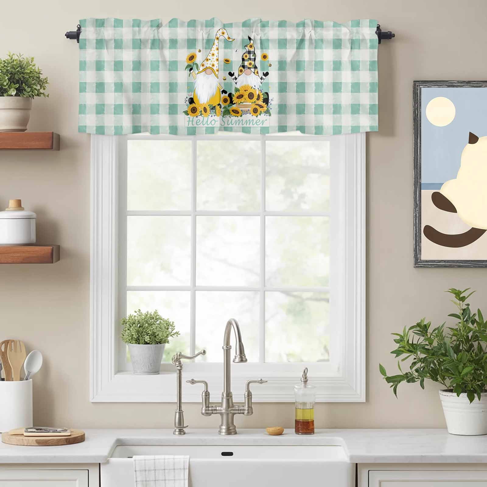 Dwarfs Farm Sunflowers Valances for Windows,Rod Pocket Valance for ...