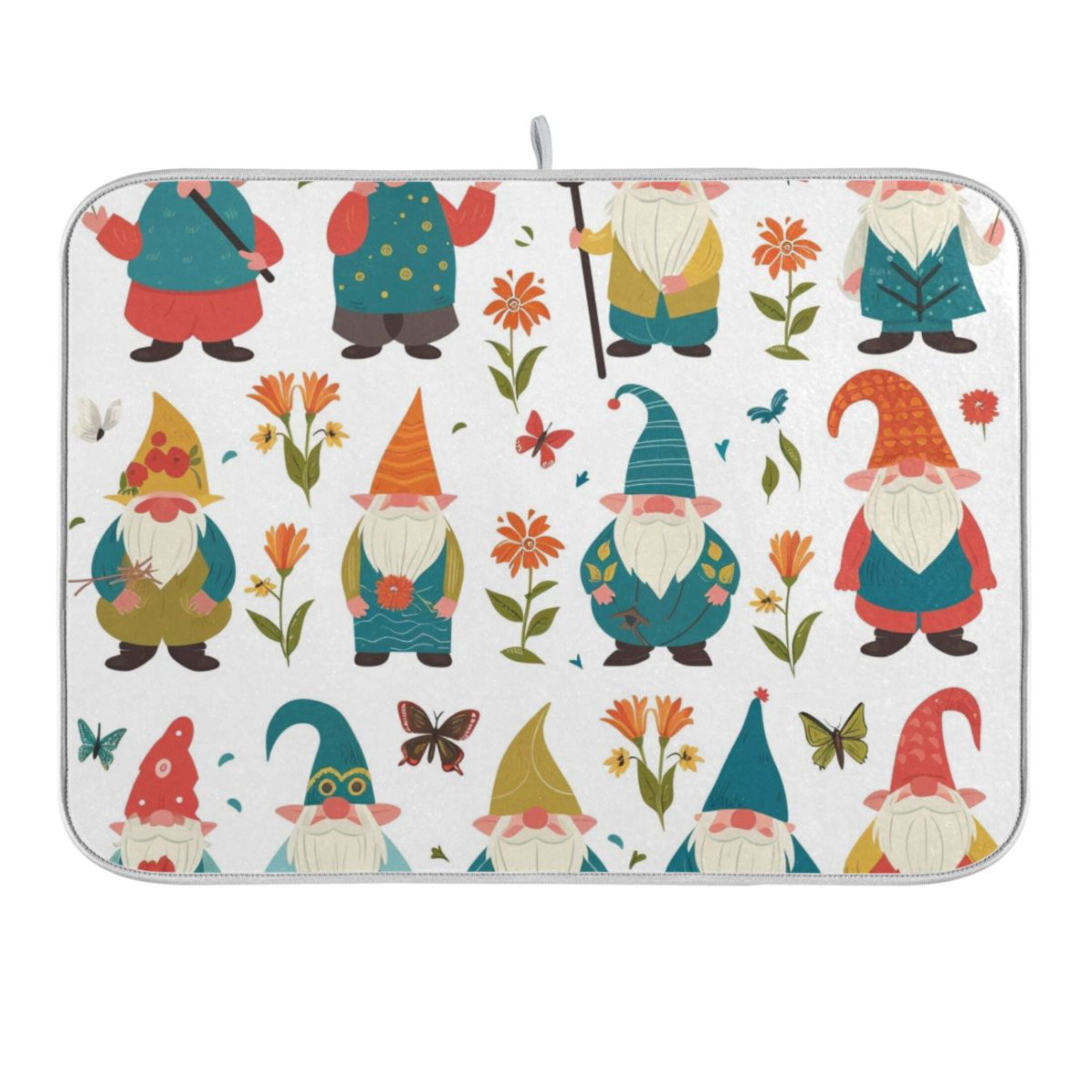 Dwarfs Flower Butterfly Dish Drying Mat for Kitchen Counter 16x18 In ...