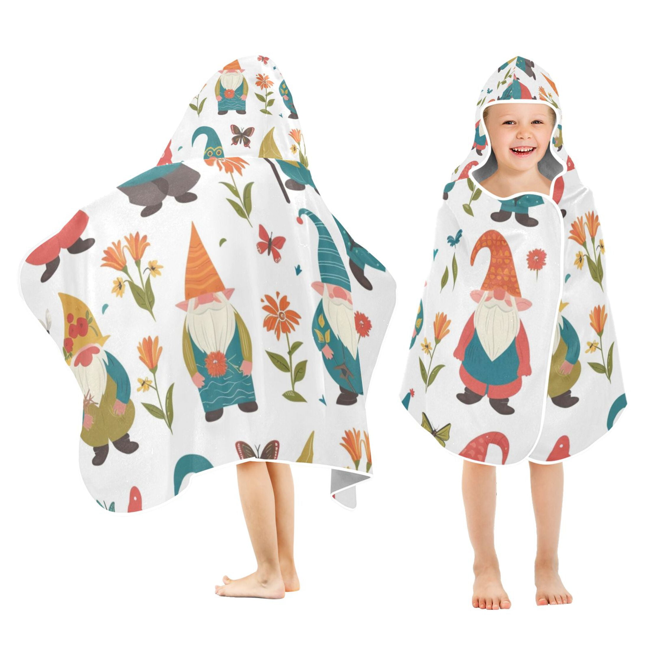Dwarfs Flower Butterfly Toddler Hooded Beach Towel 24" x 50" Kids Bath ...