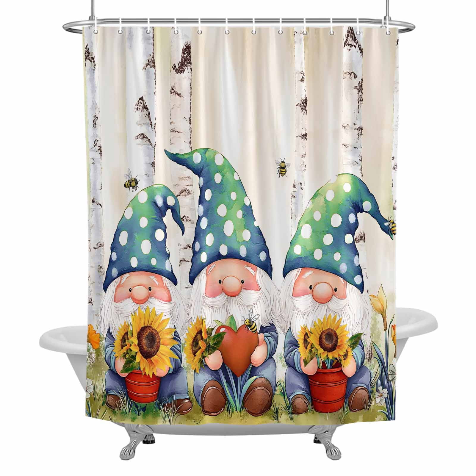 Dwarfs with Love Shower Curtain for Bathroom, Sunflower Flower ...
