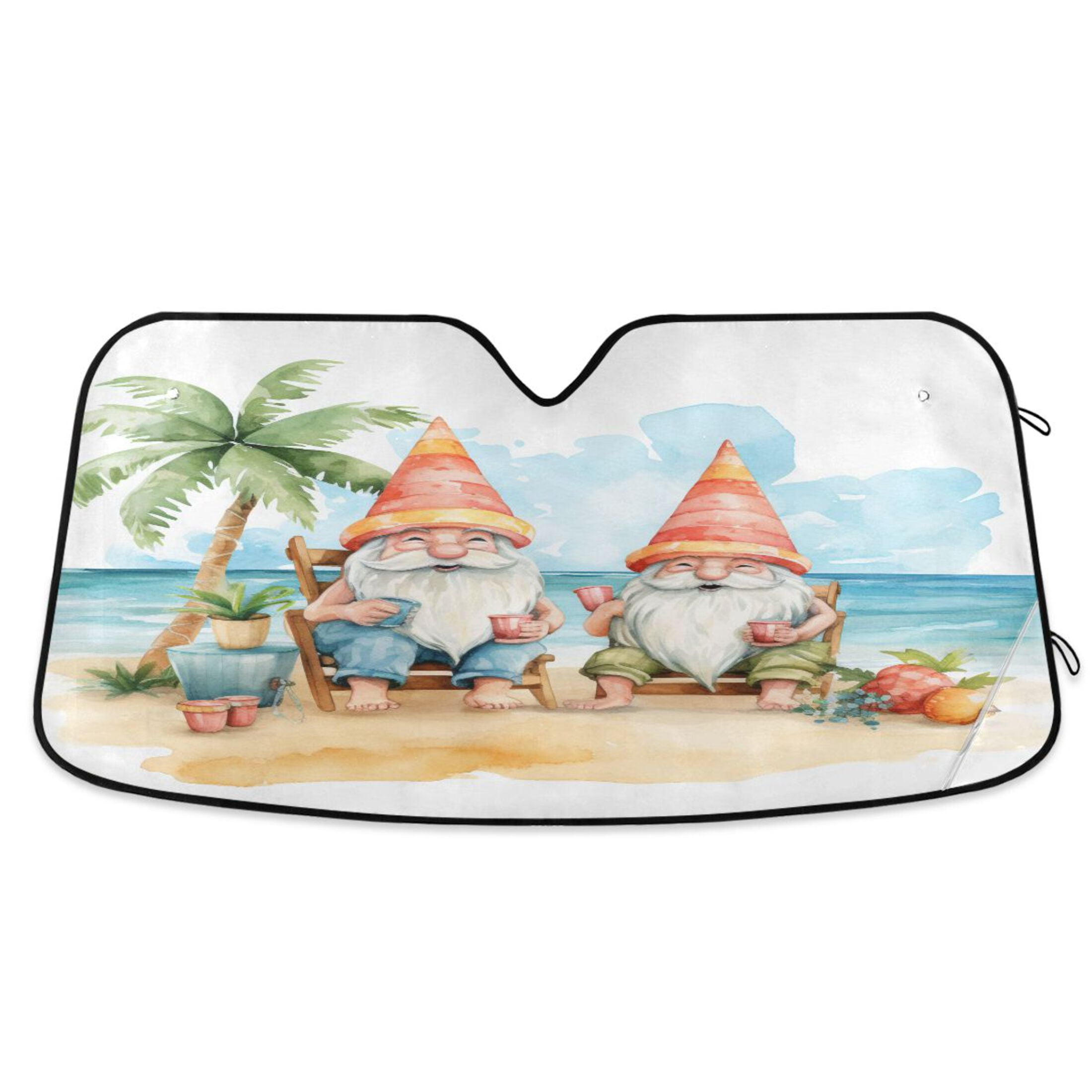 Dwarfs Seat Chair on Beach Car Windshield Sun Shade Foldable Car Front ...