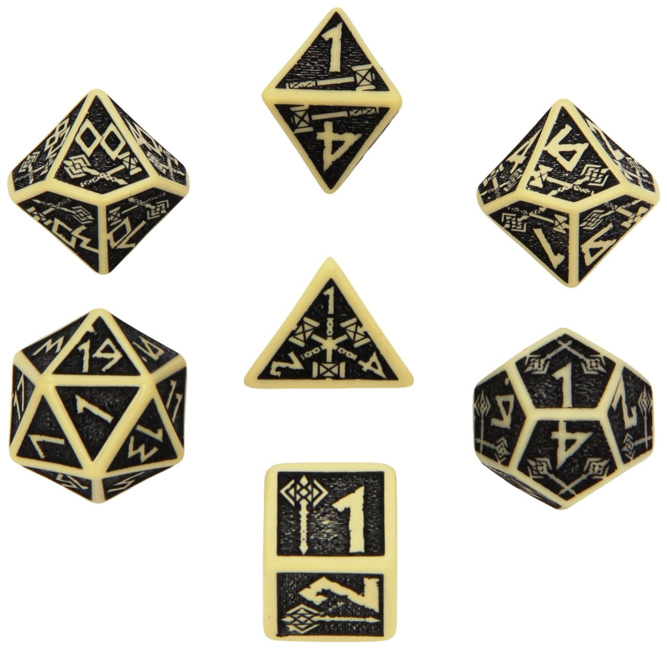 Dwarven Dice Set Beige/Black (7) - Walmart.com