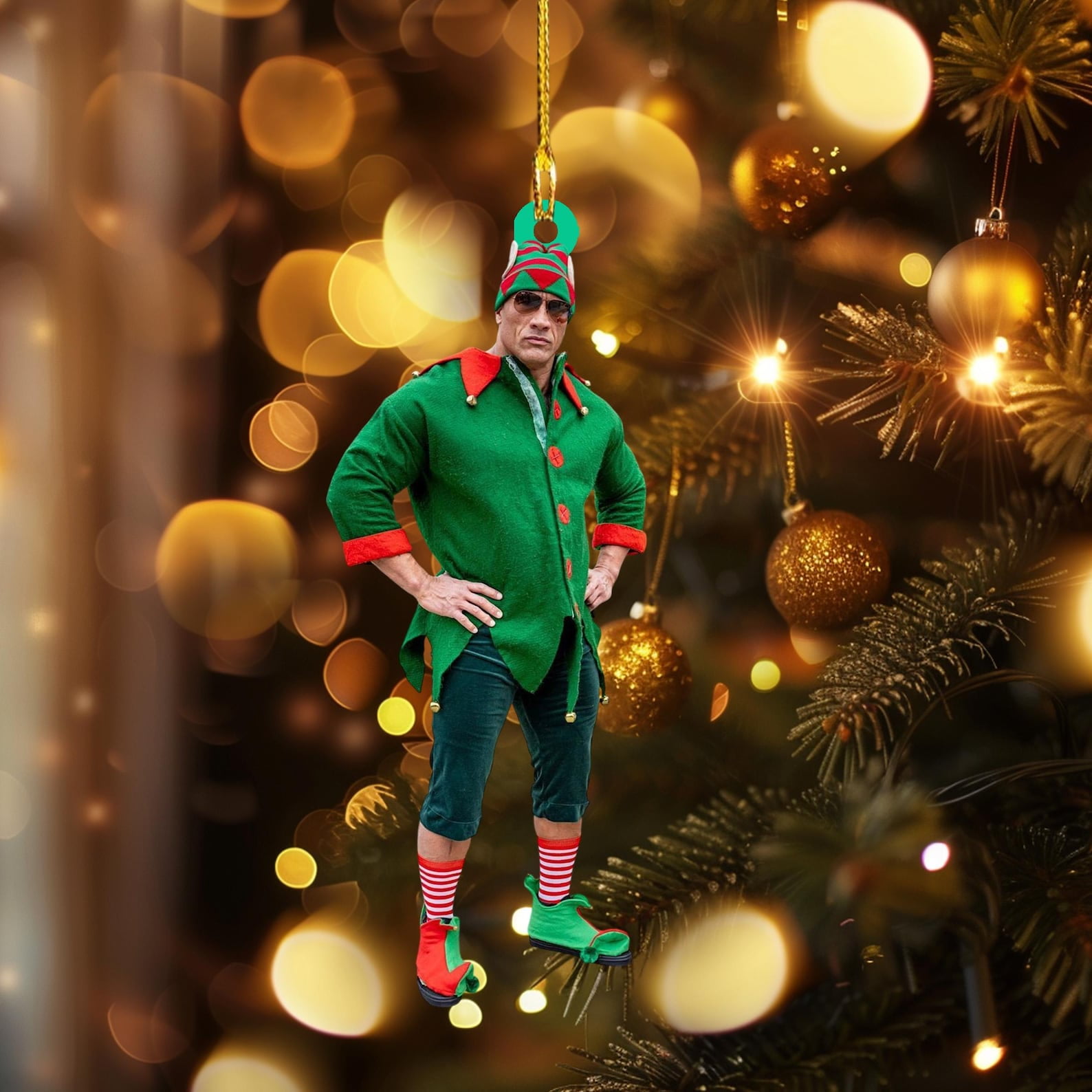 Dwayne Johnson Christmas Ornament, Retro Rock Bootleg Style Fan Gift ...