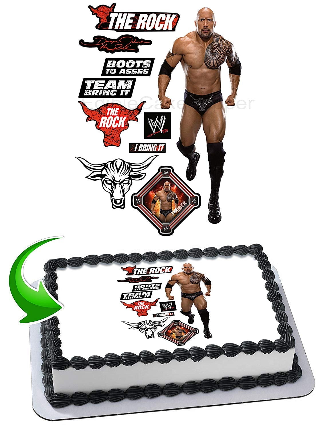 Dwayne Johnson The rock WWE - Edible Cake Topper - 11.7 x 17.5 Inches 1 ...